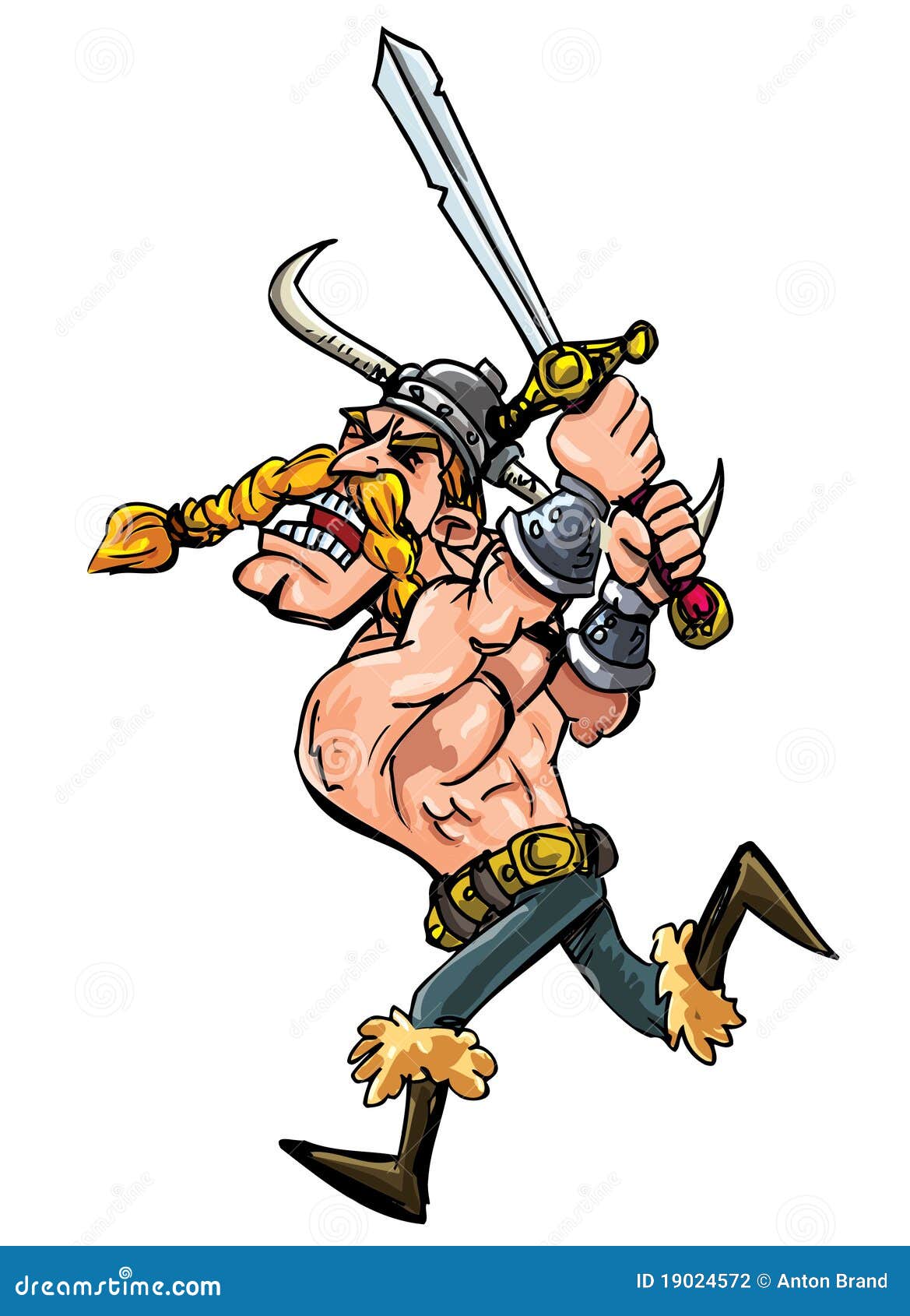 Cartoon Viking Girl With Sword With Speech Bubble Stock Image ...