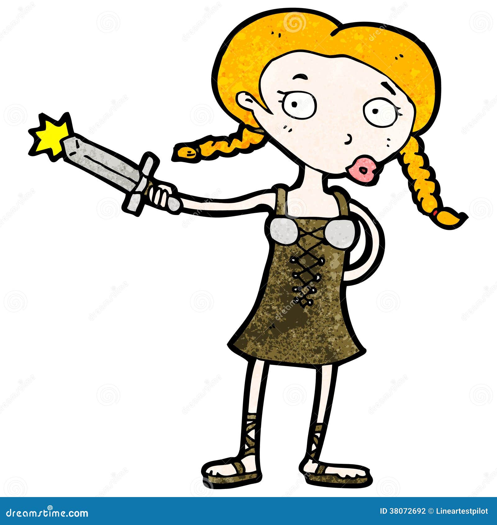 Cartoon Viking Girl with Sword Stock Vector - Illustration of girl ...