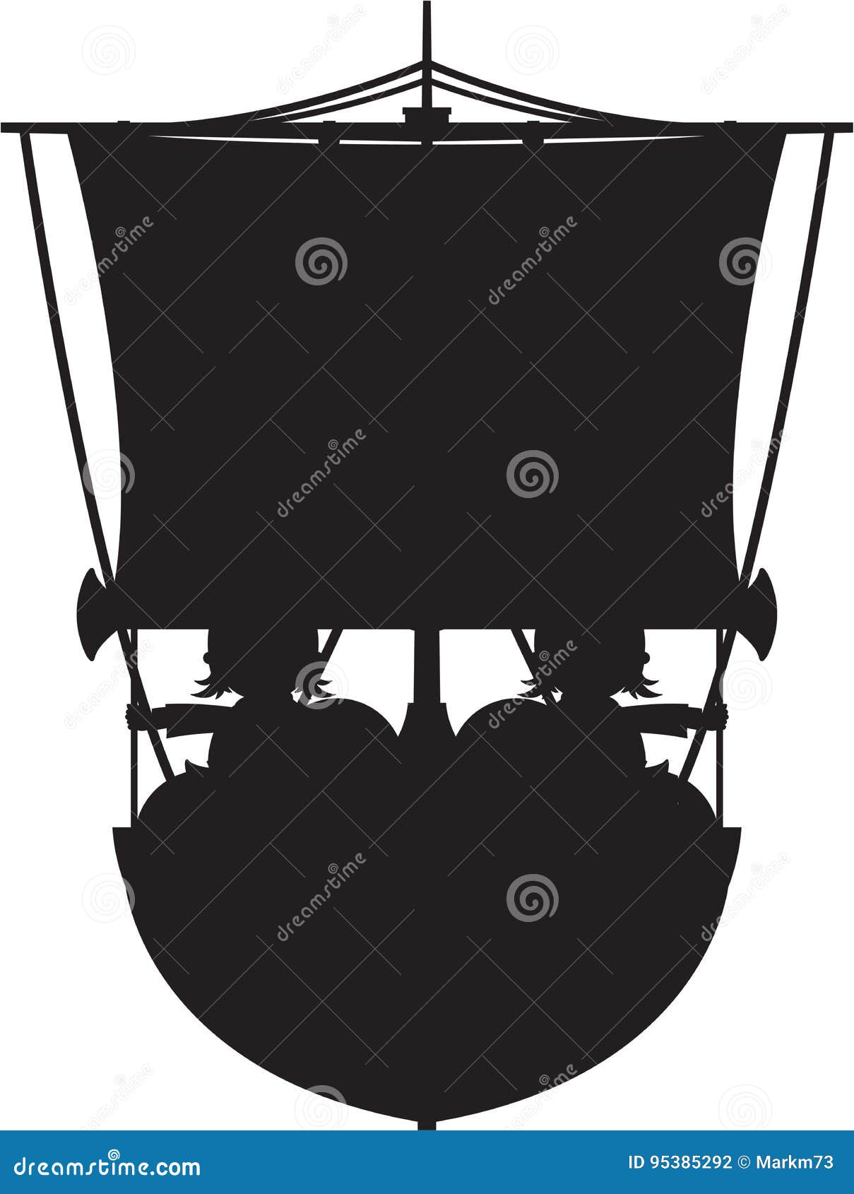Cartoon Viking Longship in Silhouette Stock Vector - Illustration of ...