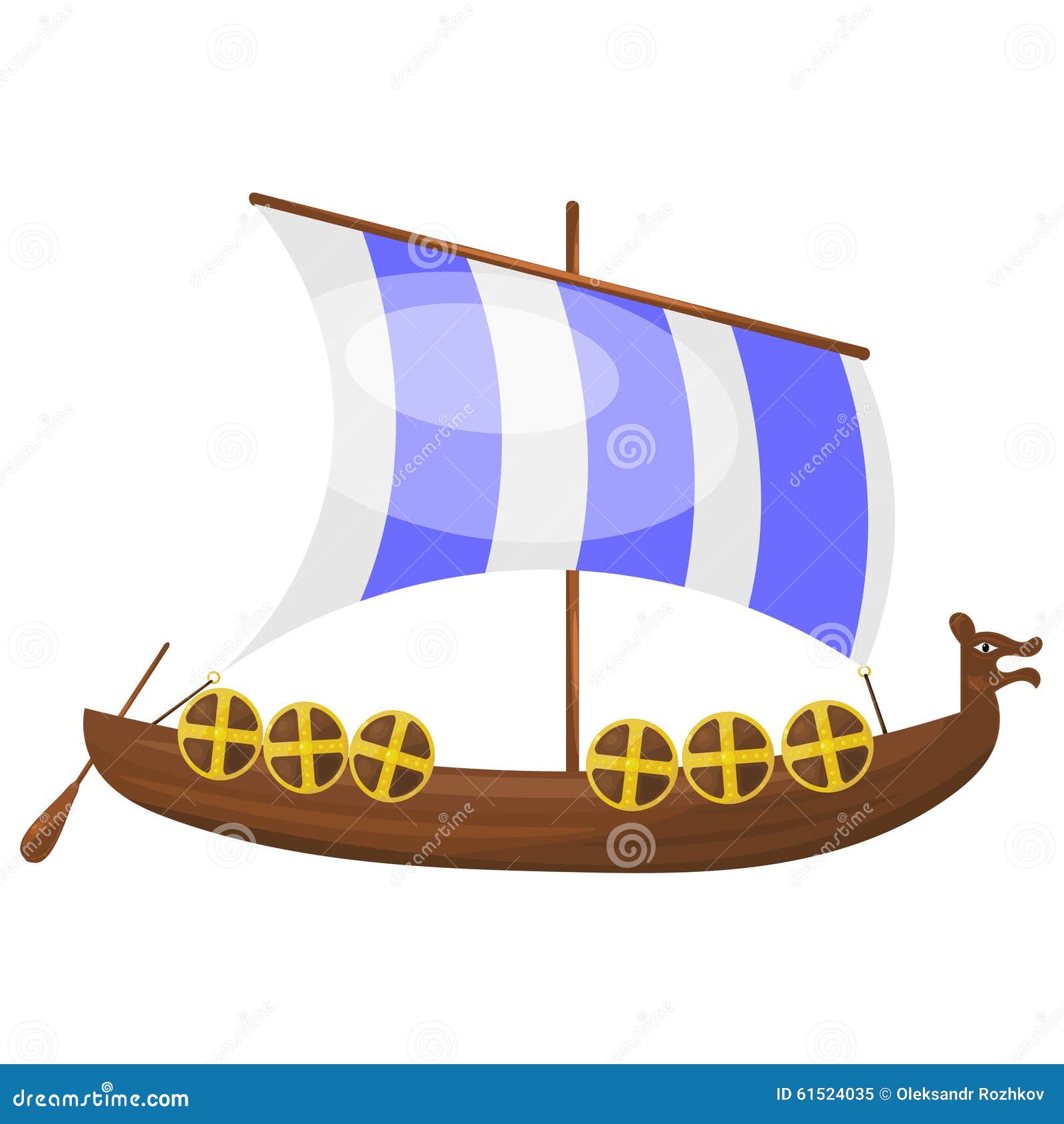 Cartoon Viking ship. stock vector. Illustration of painting - 61524035
