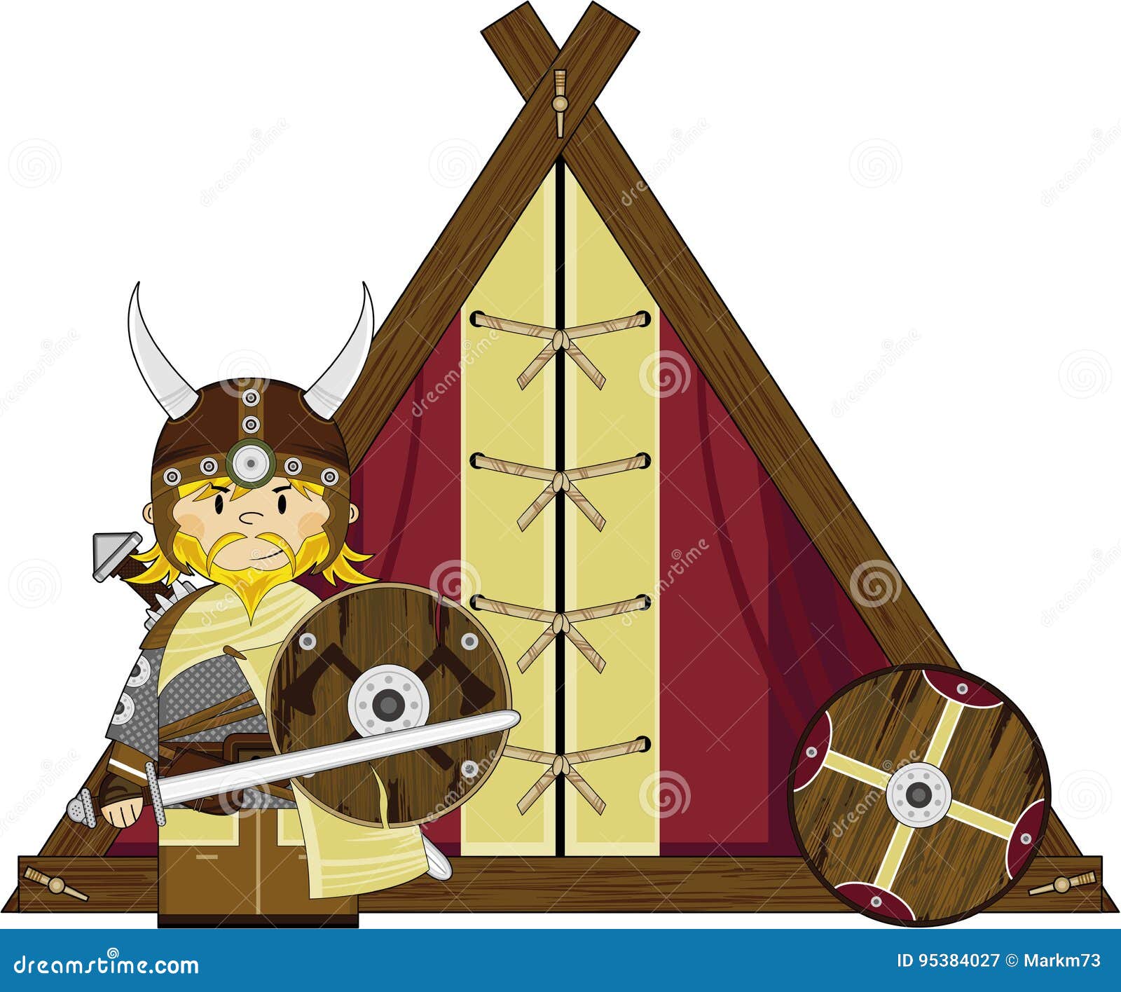Cartoon Viking Warrior stock vector. Illustration of axes - 95384027
