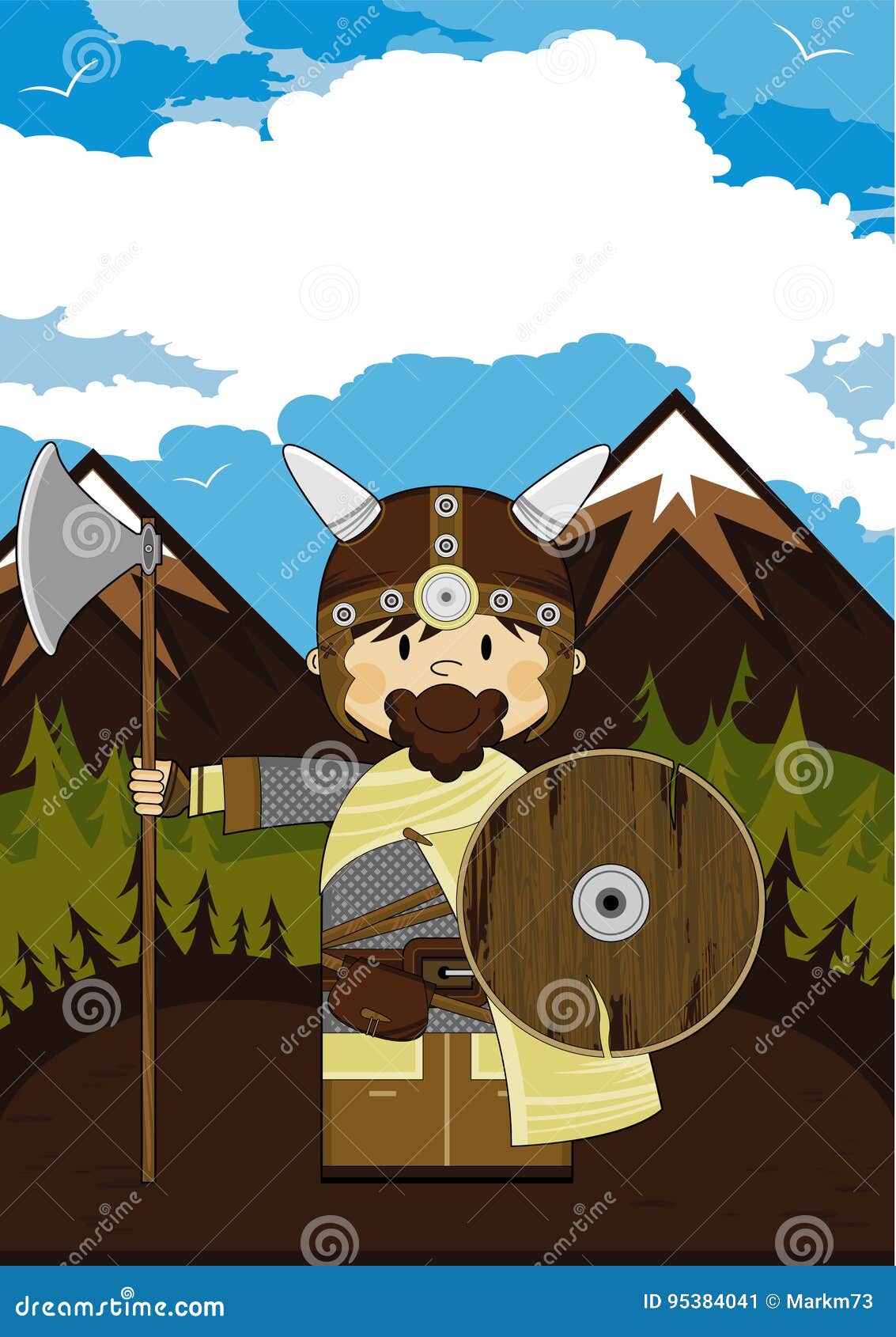 Cartoon Viking Warrior stock vector. Illustration of helmet - 95384041
