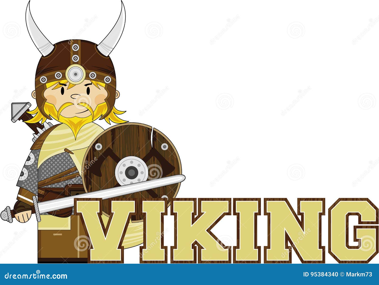 Cartoon Viking Warrior stock vector. Illustration of shield - 95384340