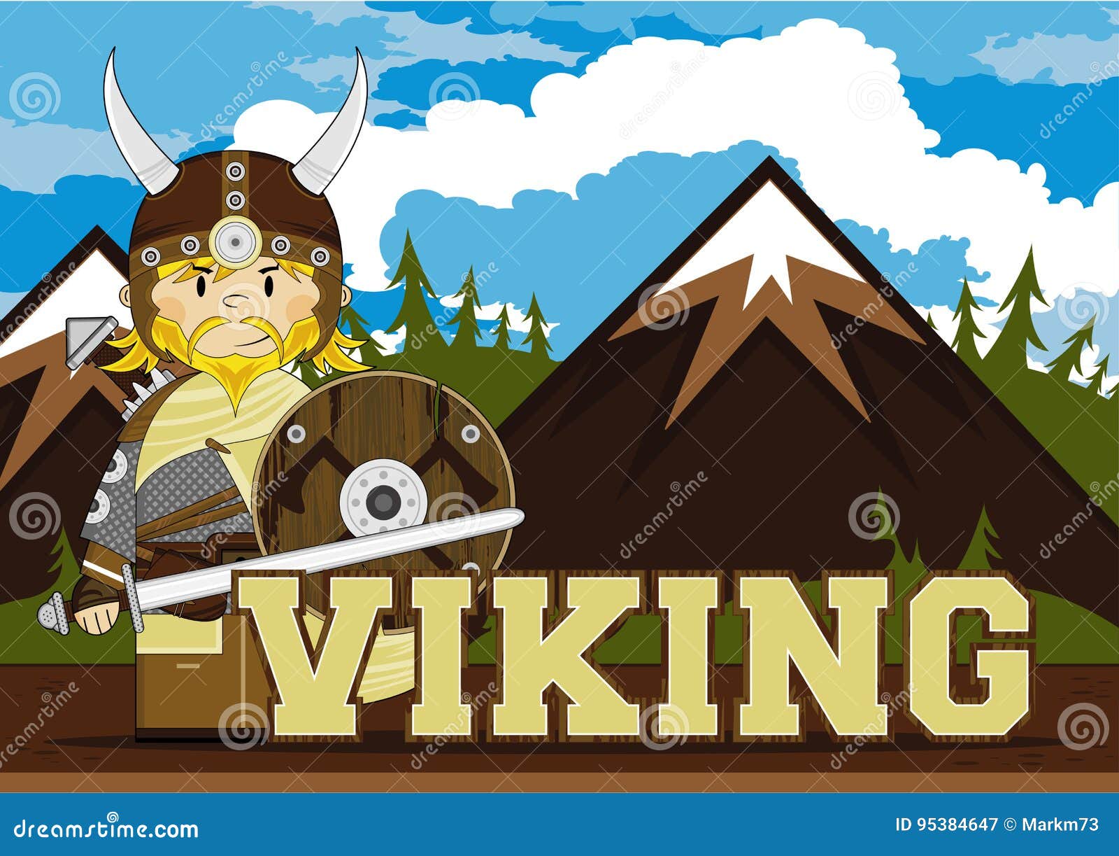 Cartoon Viking Warrior stock vector. Illustration of vector - 95384647