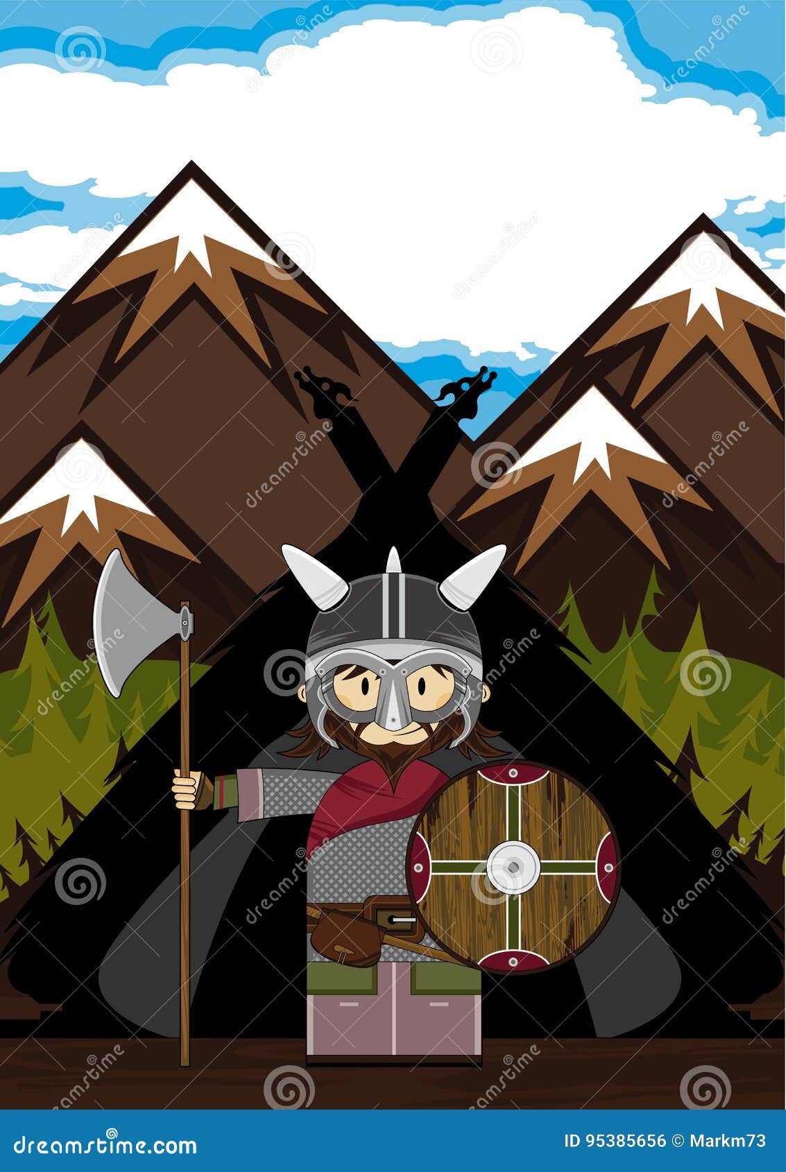 Cartoon Viking Warrior stock vector. Illustration of norse - 95385656