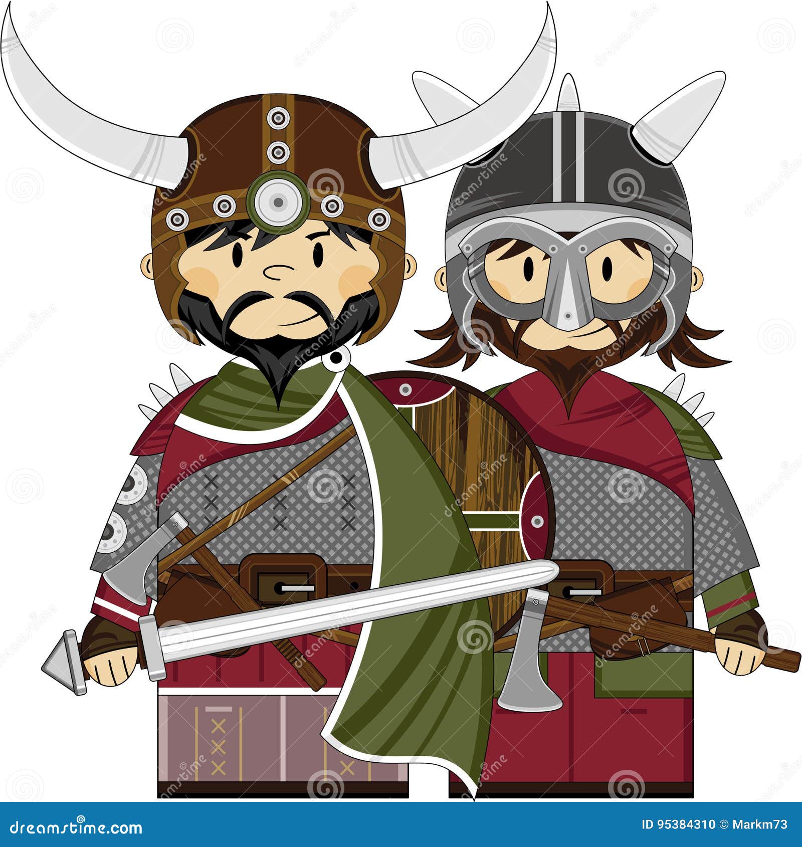 Cartoon Viking Warriors stock vector. Illustration of outline - 95384310