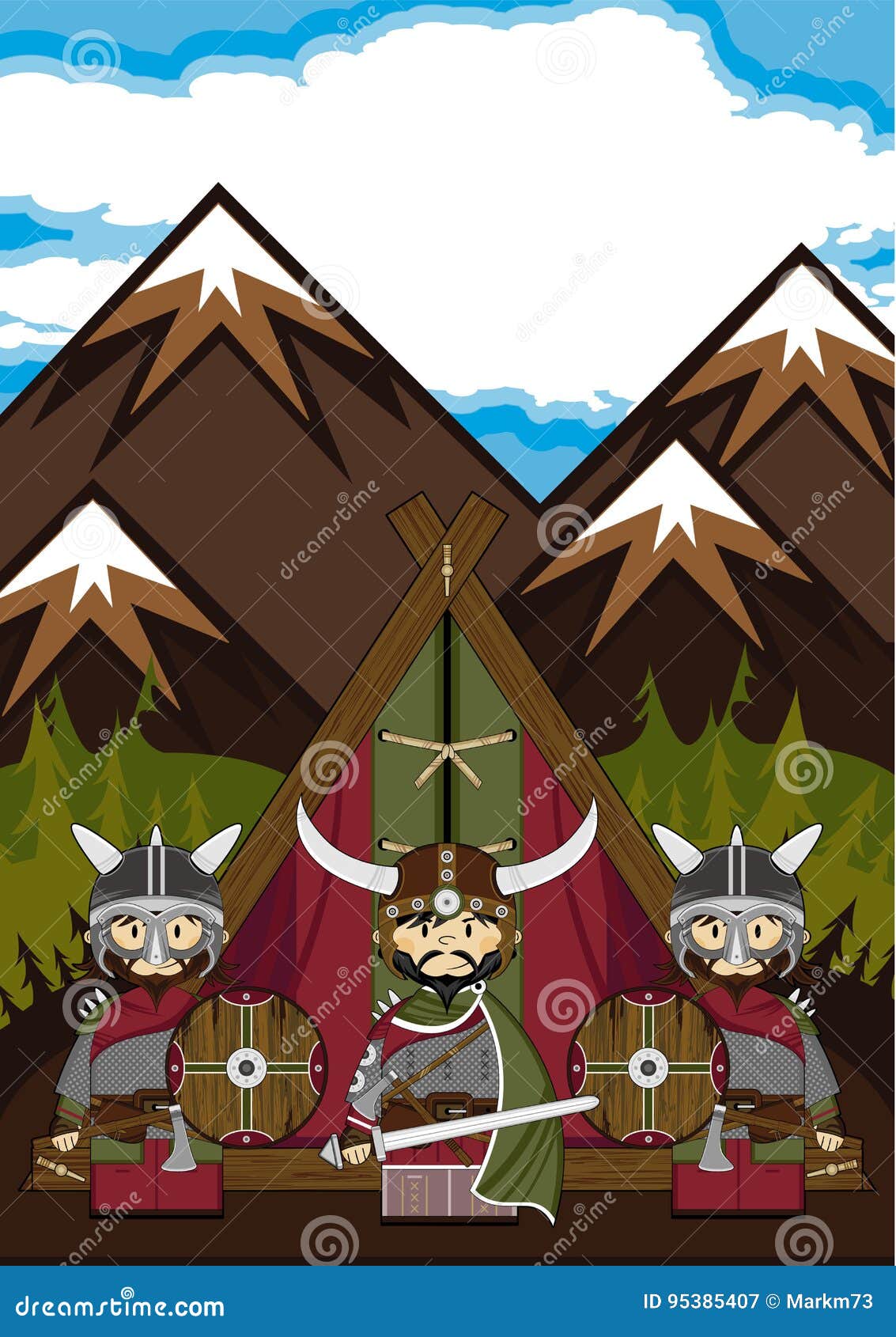 Cartoon Viking Warriors stock vector. Illustration of vector - 95385407