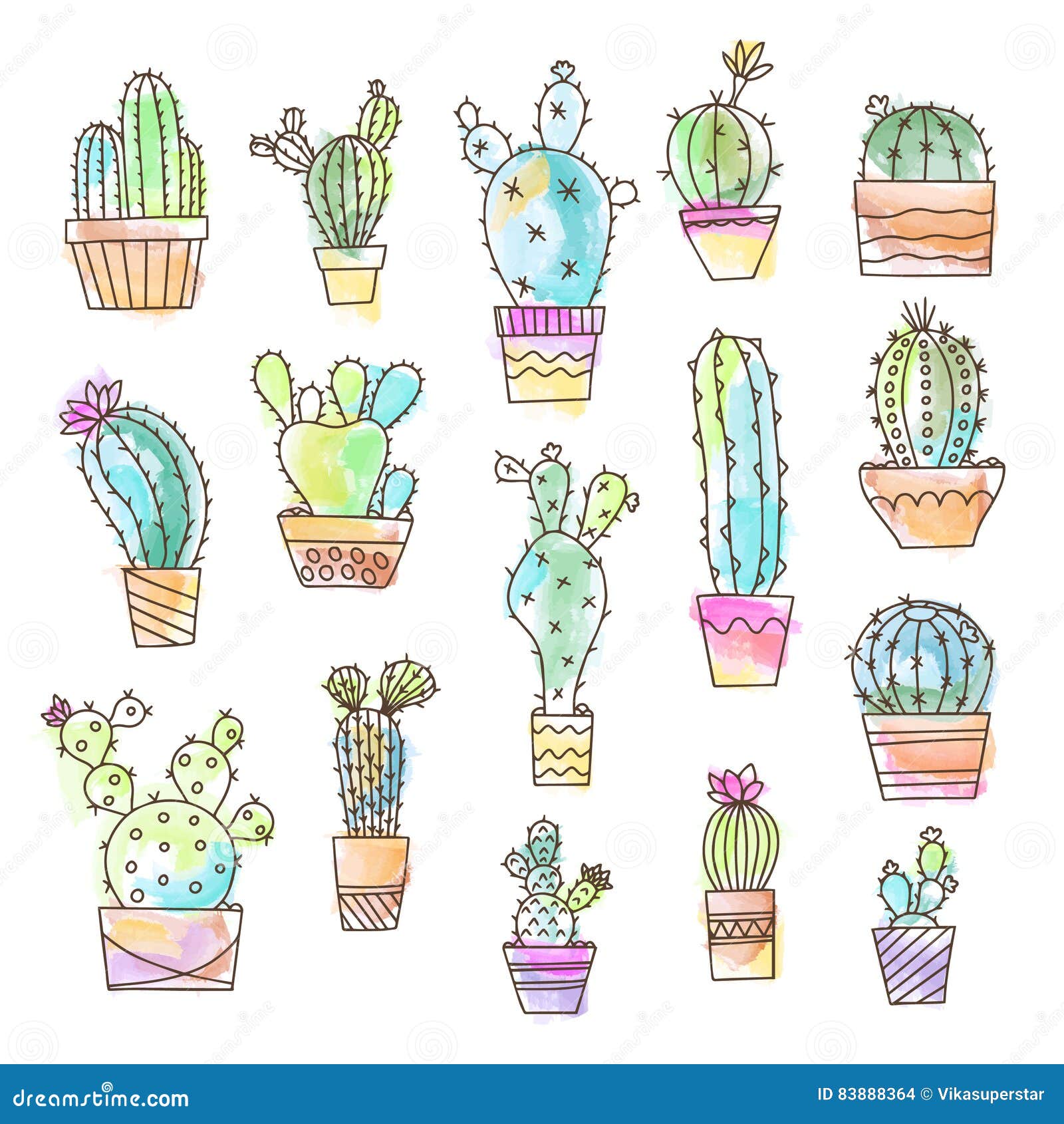 Cartoon Vintage Cactus Illustration Stock Vector - Illustration of ...