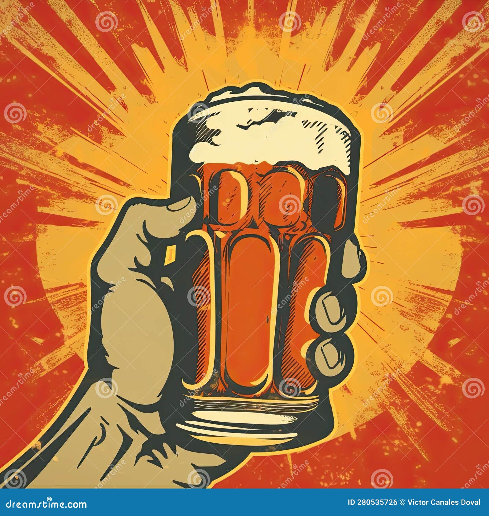 Cartoon Vintage Retro Beer Illustration Stock Illustration ...