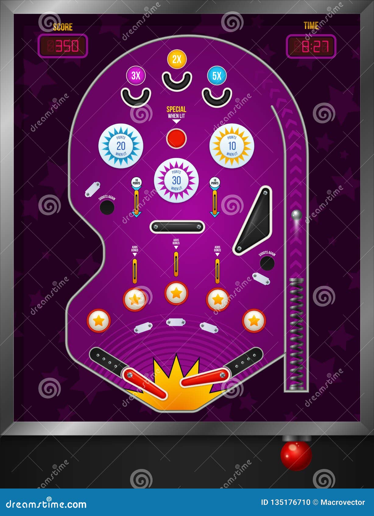 Violet Pinball Composition stock vector. Illustration of cover - 135176710