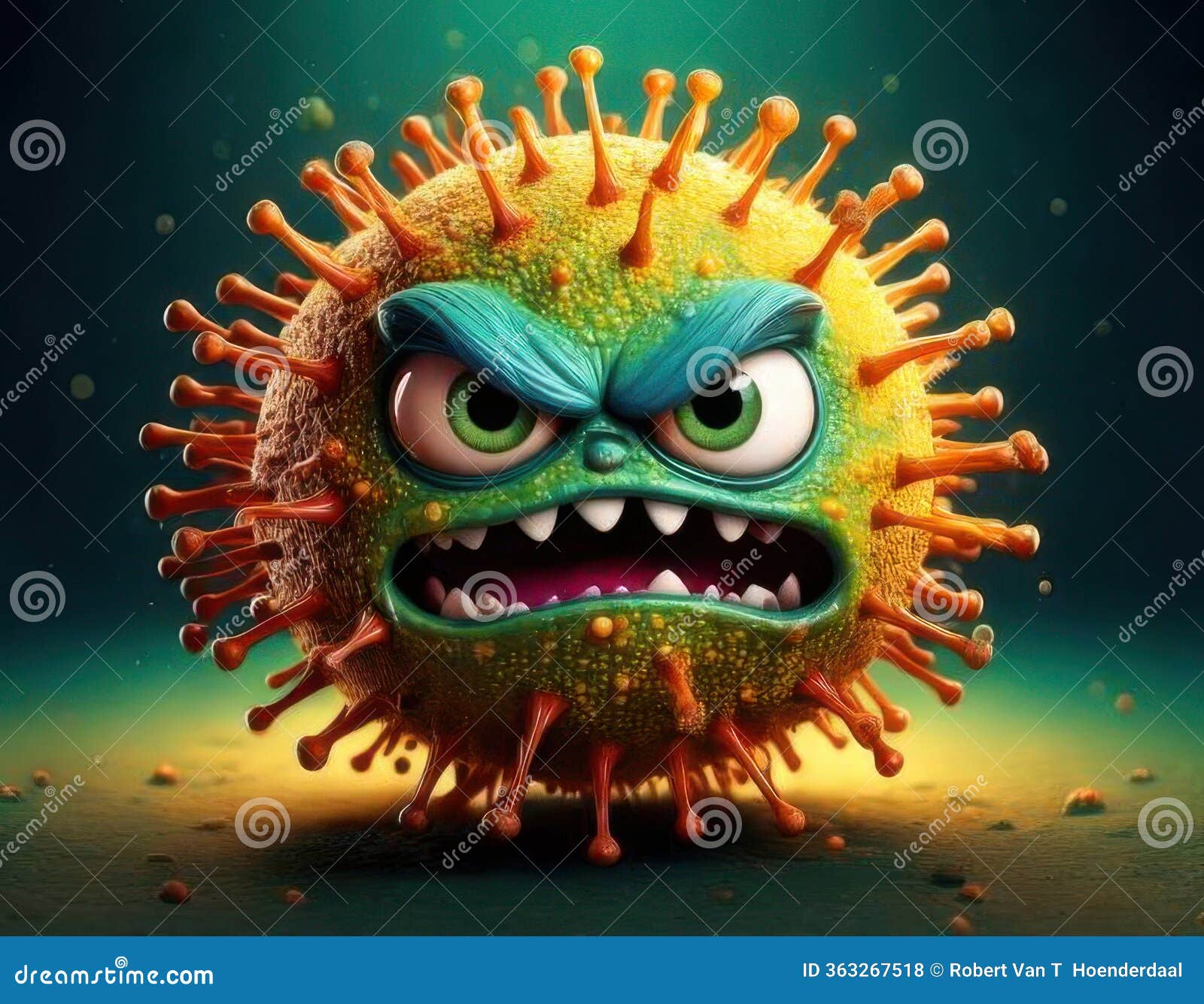 Cartoon of a Virus with Angry Face Stock Illustration - Illustration of ...