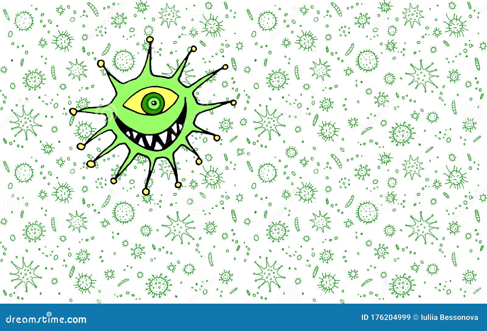 Cartoon Virus Character Illustration. Character Icon Monster Microbe ...