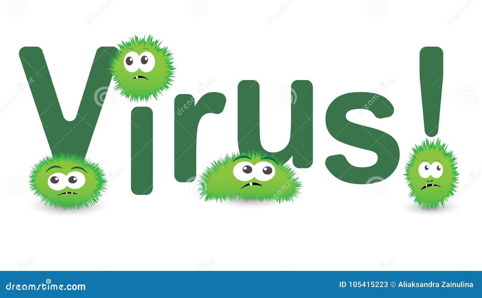 Cartoon Virus Character Vector Illustration on White Background Stock ...