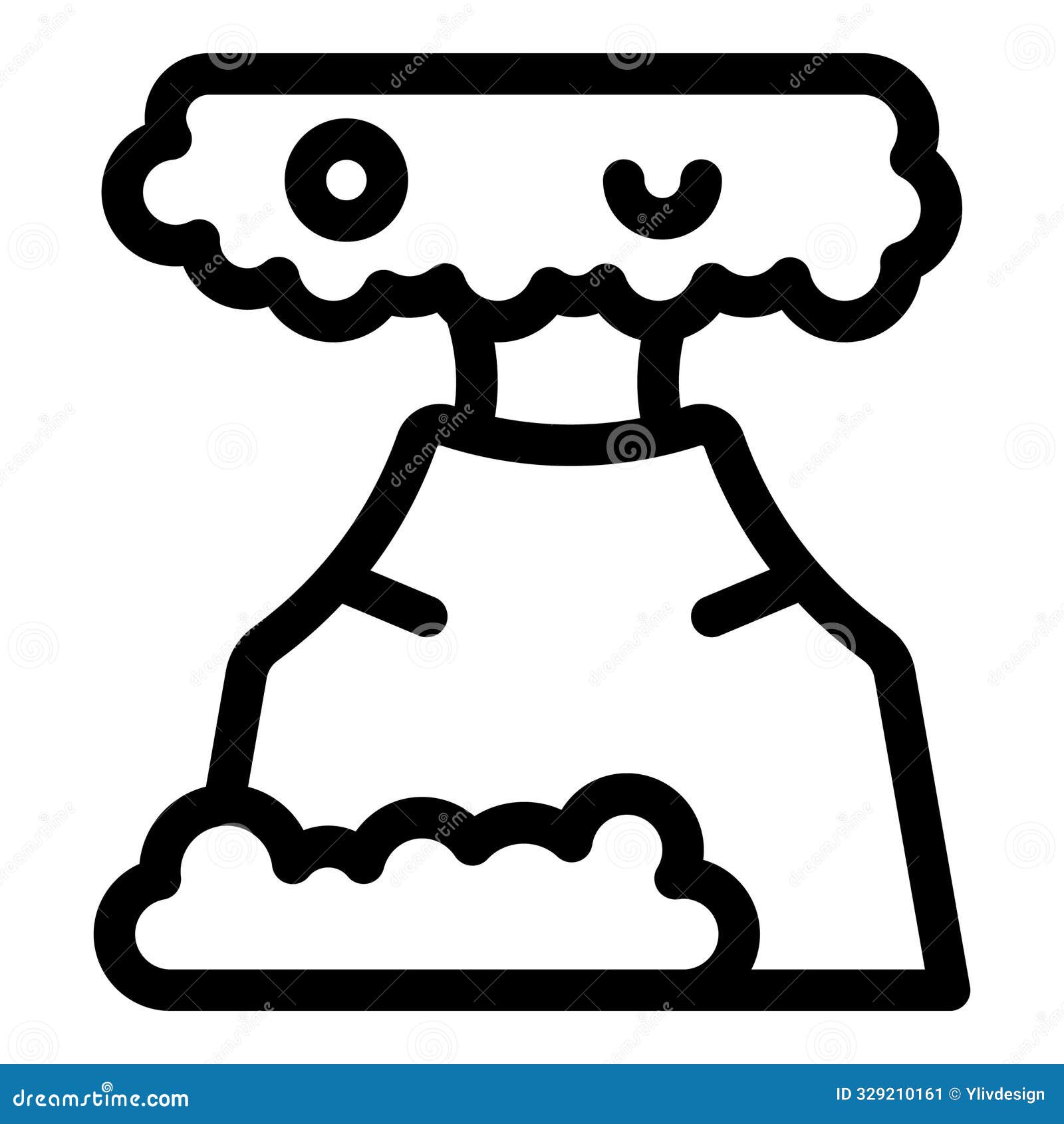 Cartoon Volcano Erupting with Smoke Cloud and Lava Flowing Stock ...