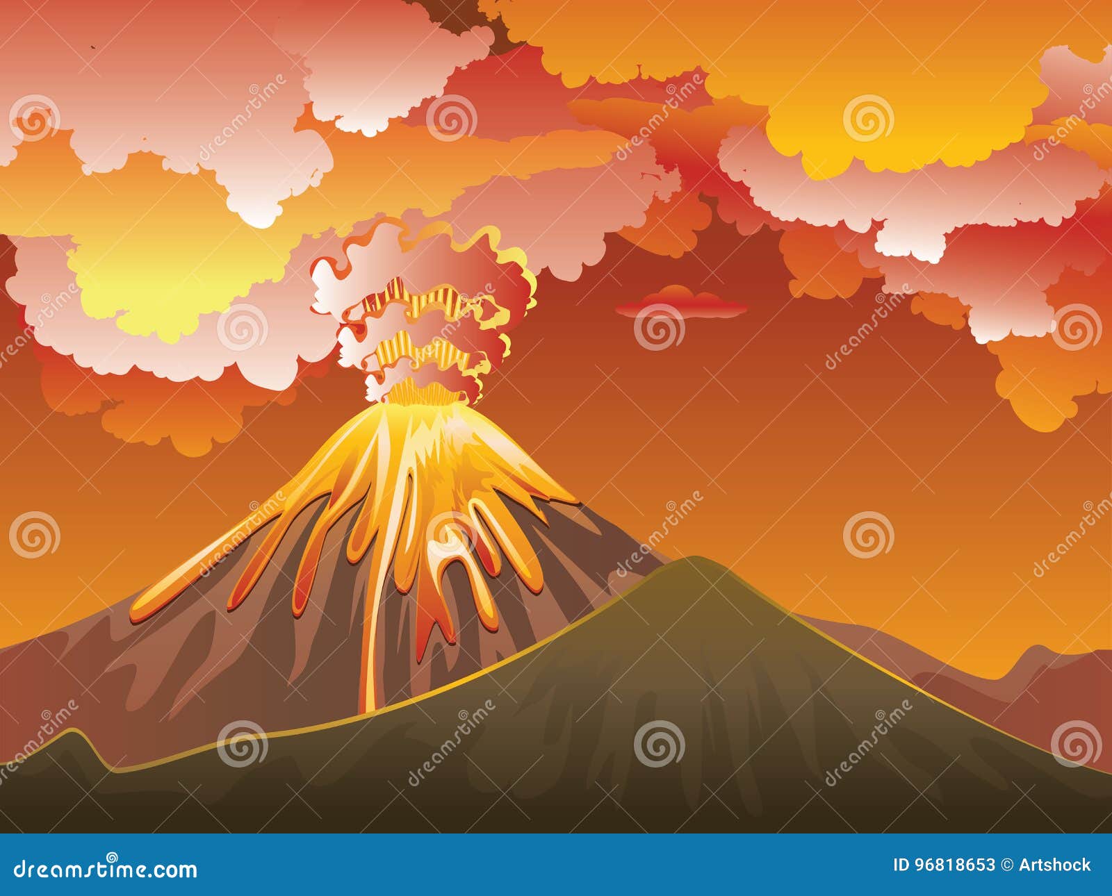 Cartoon Volcano Eruption stock vector. Illustration of earthquake ...