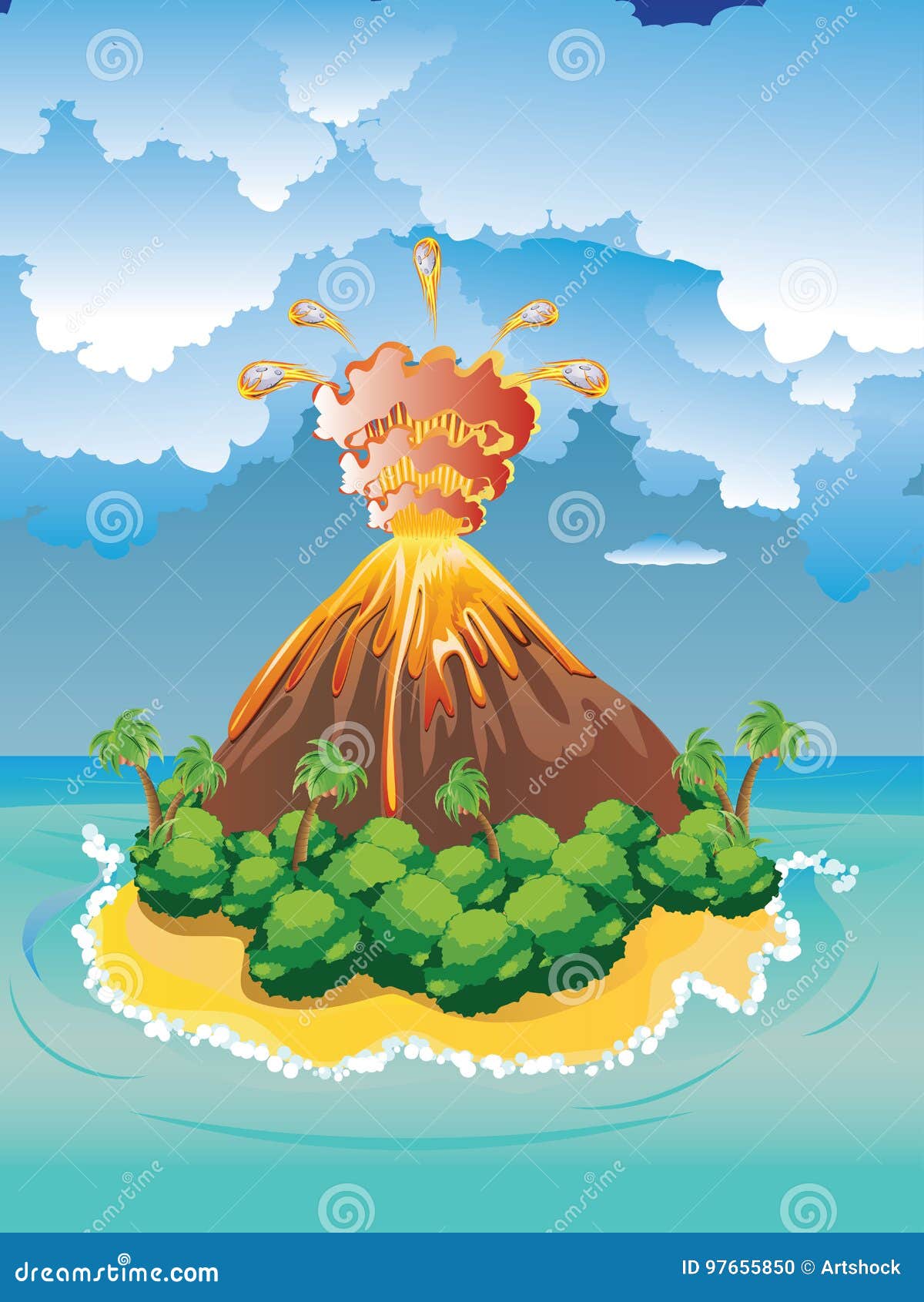 Cartoon Volcano Eruption | CartoonDealer.com #95908351