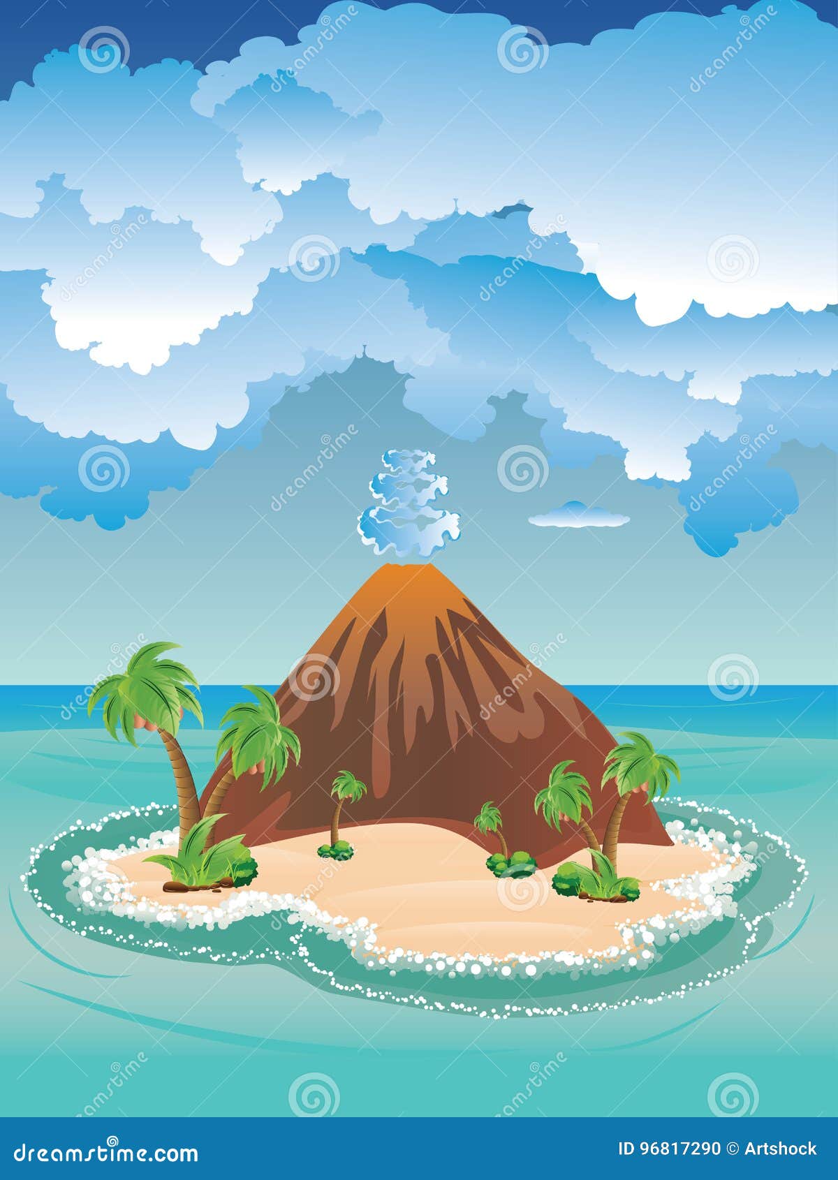 Cartoon Volcano Island stock vector. Illustration of smoke - 96817290 Cartoon Volcano Island stock vector. Illustration of smoke - 96817290