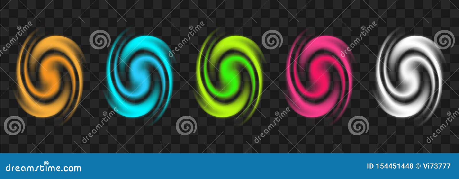 Cartoon Vortex Portal. Vector Twisted Galaxy. Teleport Set. Stock ...