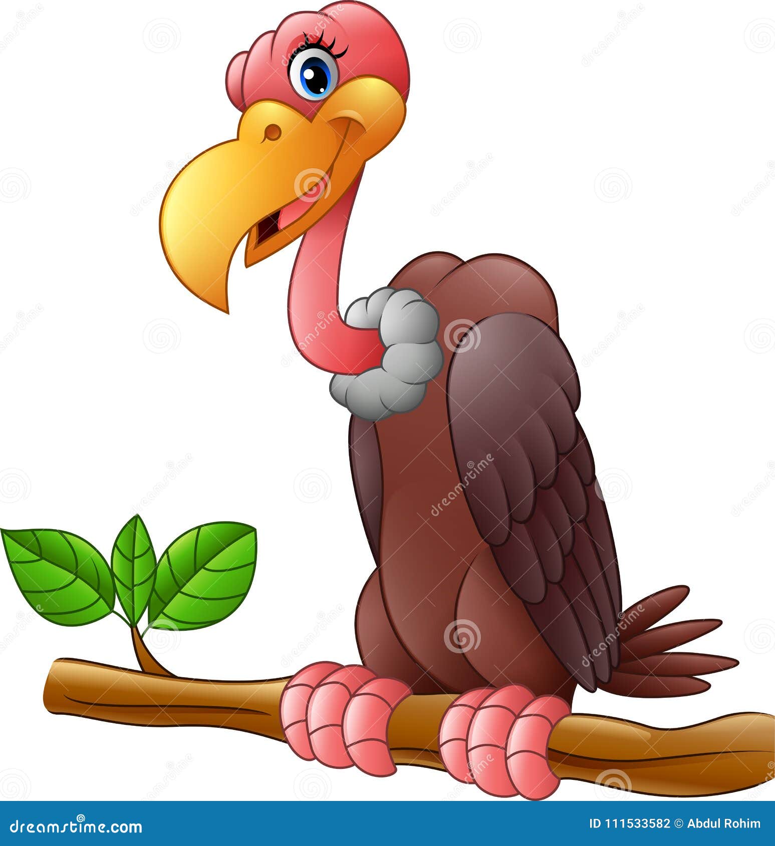 Cartoon Vulture on a Tree Branch Stock Vector - Illustration of funny ...