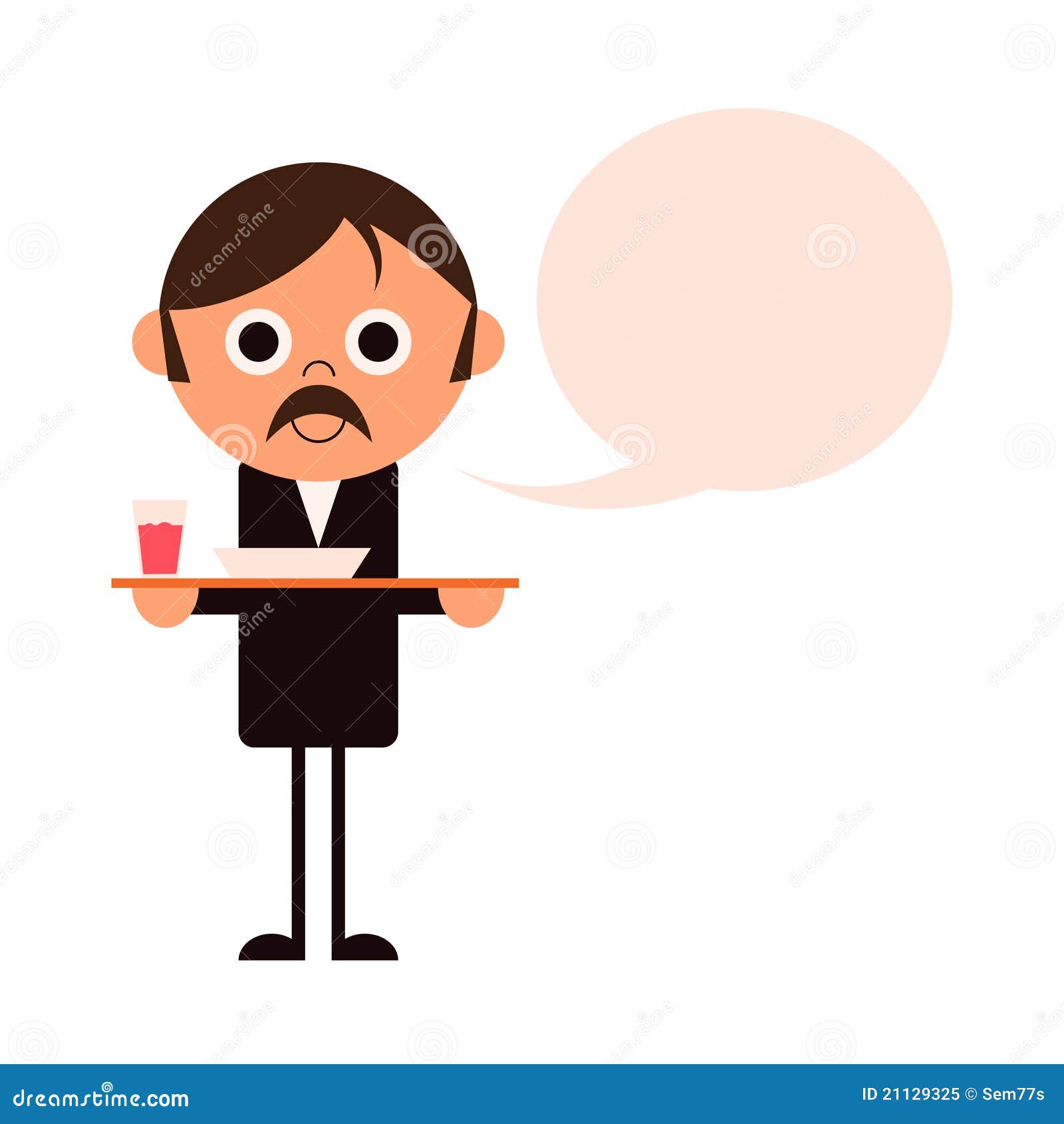 Cartoon Waiter Illustration Stock Vector - Illustration of positivity ...