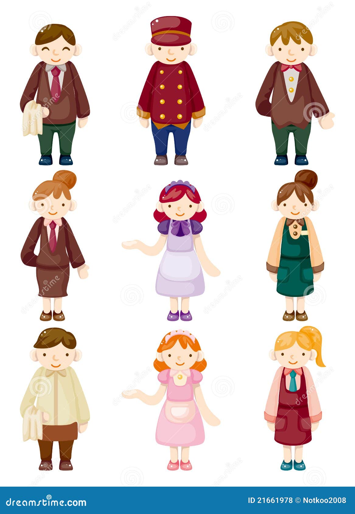 Cartoon Waiter And Waitress Icon Vector Illustration | CartoonDealer ...