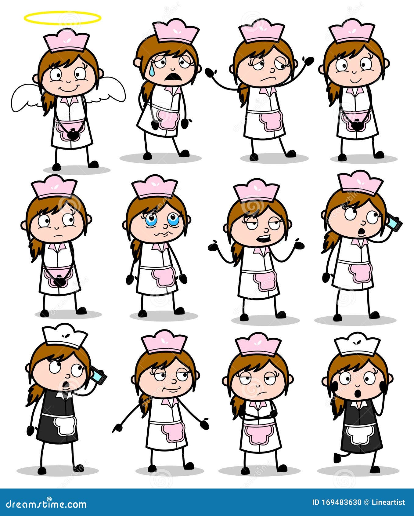 Cartoon Waitress Poses - Set of Concepts Vector Illustrations Stock ... Cartoon Waitress Poses - Set of Concepts Vector Illustrations Stock ...