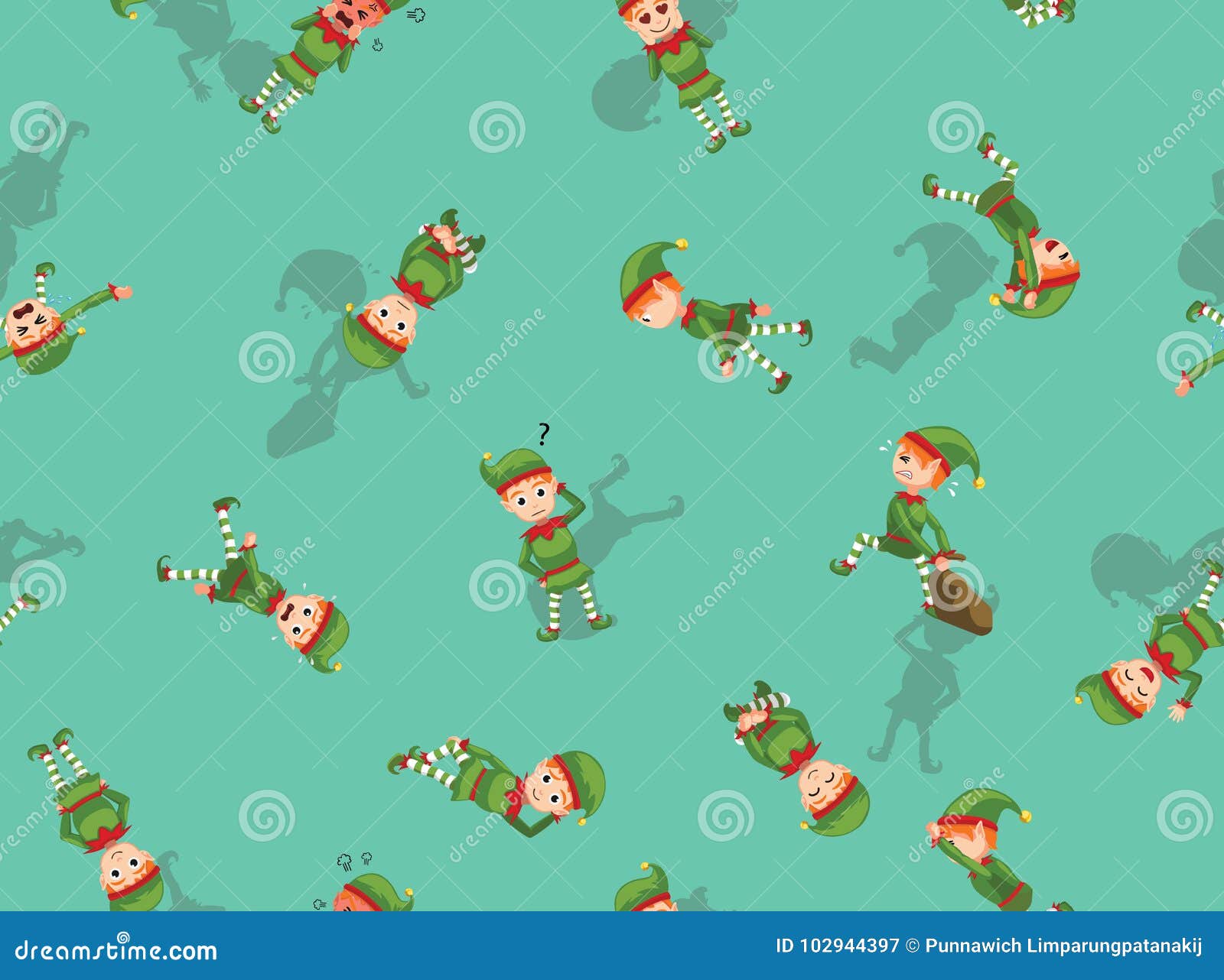 Winter Elf Various Poses Background Seamless Wallpaper Stock Vector ...