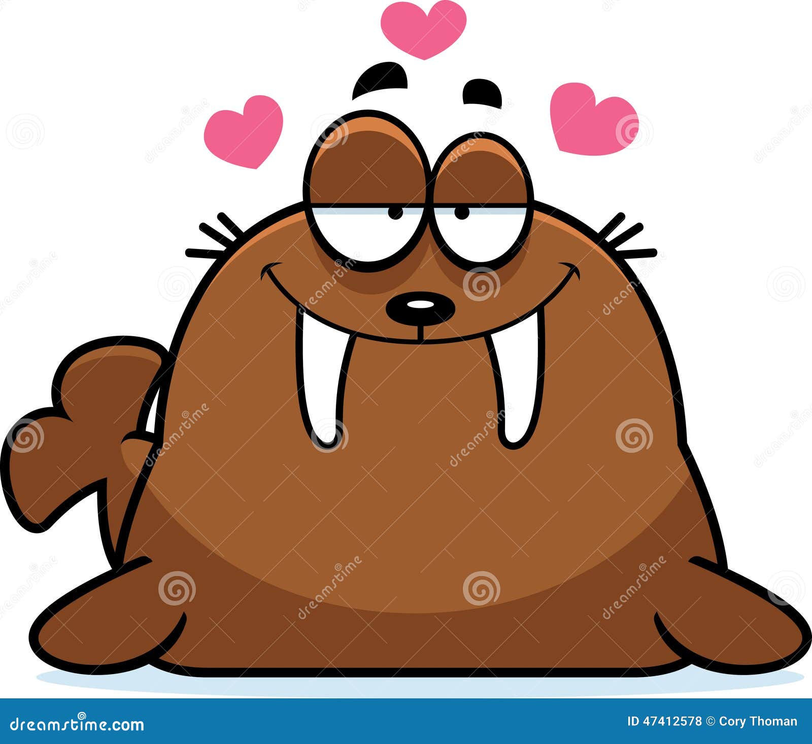 Cartoon Walrus in Love stock vector. Illustration of tusks - 47412578