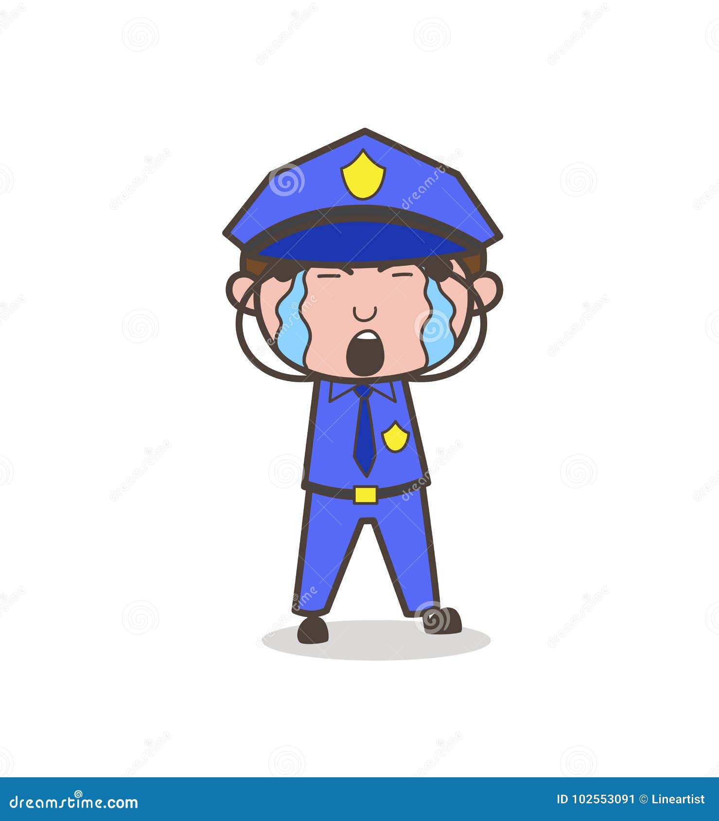 Cartoon Warden Crying Face Vector Stock Illustration - Illustration of ...
