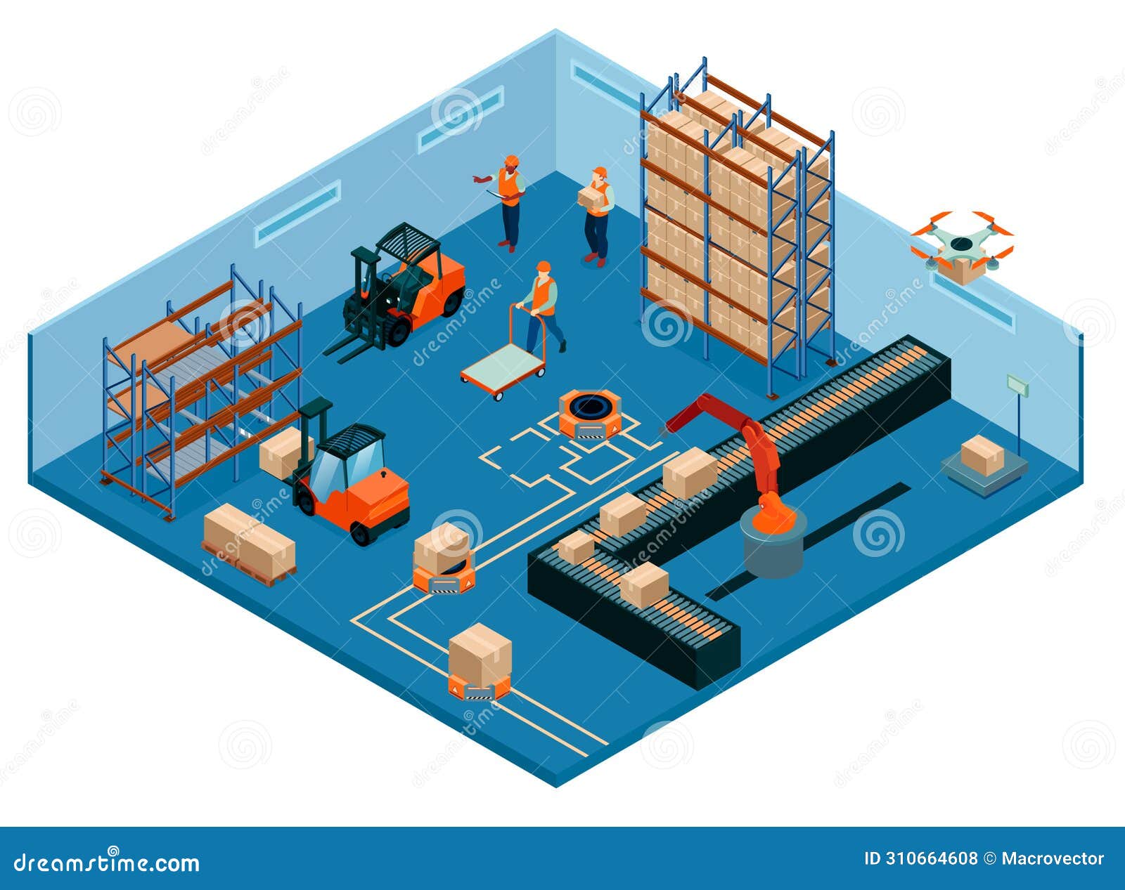 Cartoon Warehouse Composition Stock Illustration - Illustration of ...