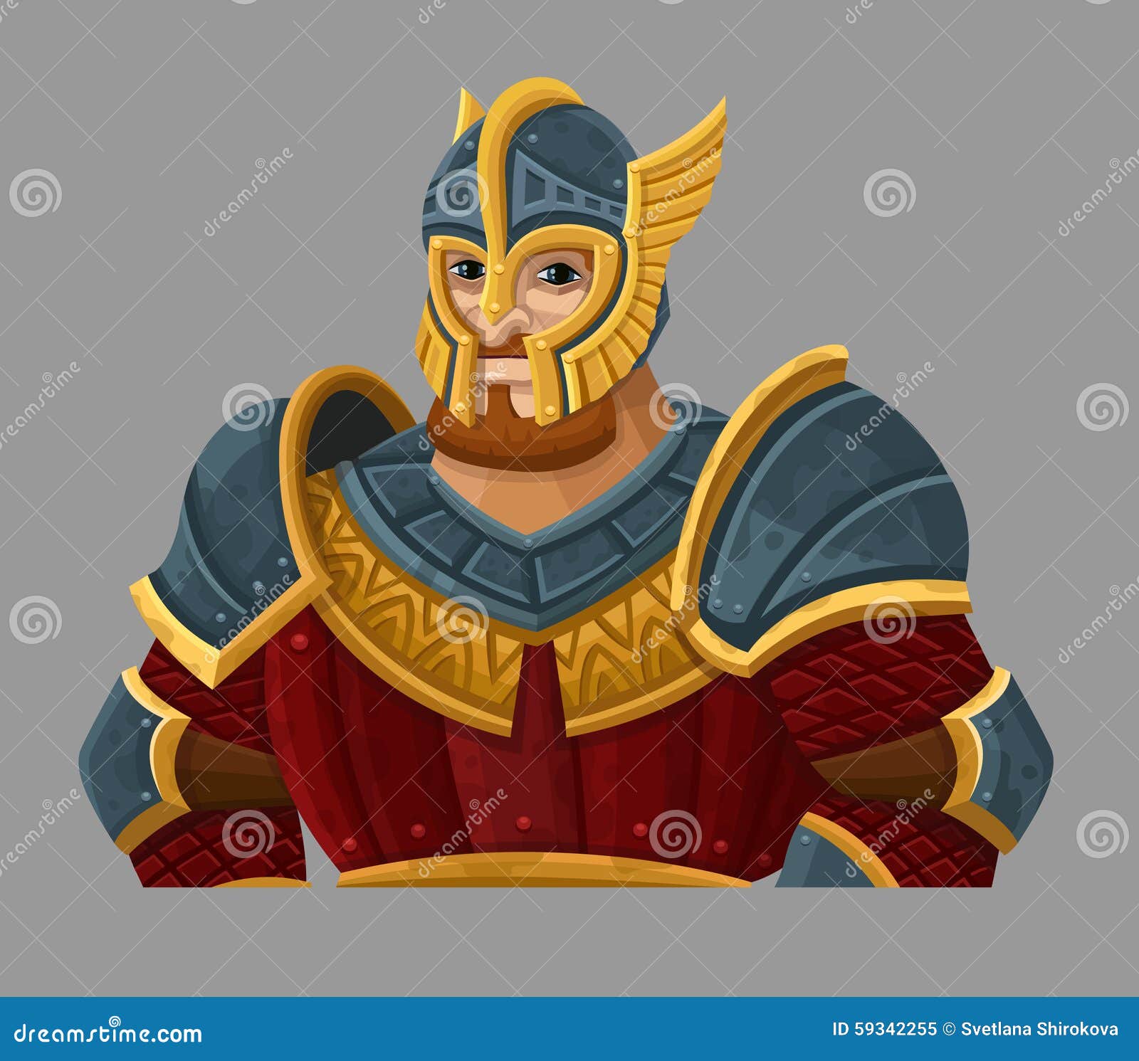 Cartoon warrior in armor stock vector. Illustration of muscular - 59342255