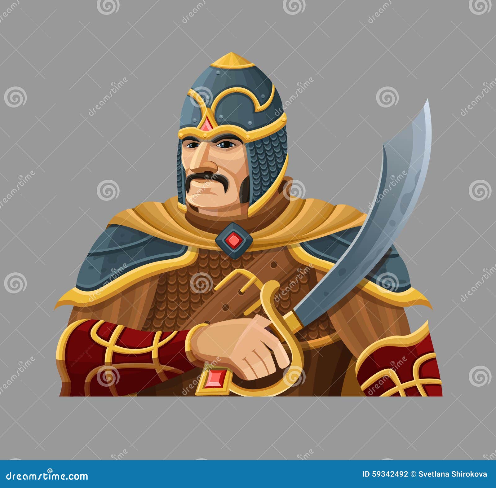 Cartoon warrior in armor stock vector. Illustration of male - 59342492