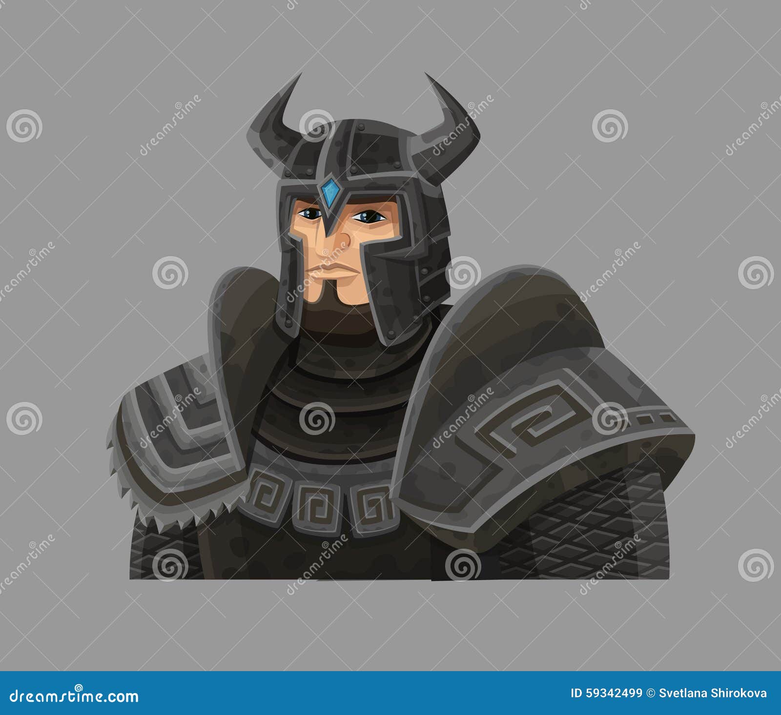 Cartoon warrior in armor stock vector. Illustration of character - 59342499