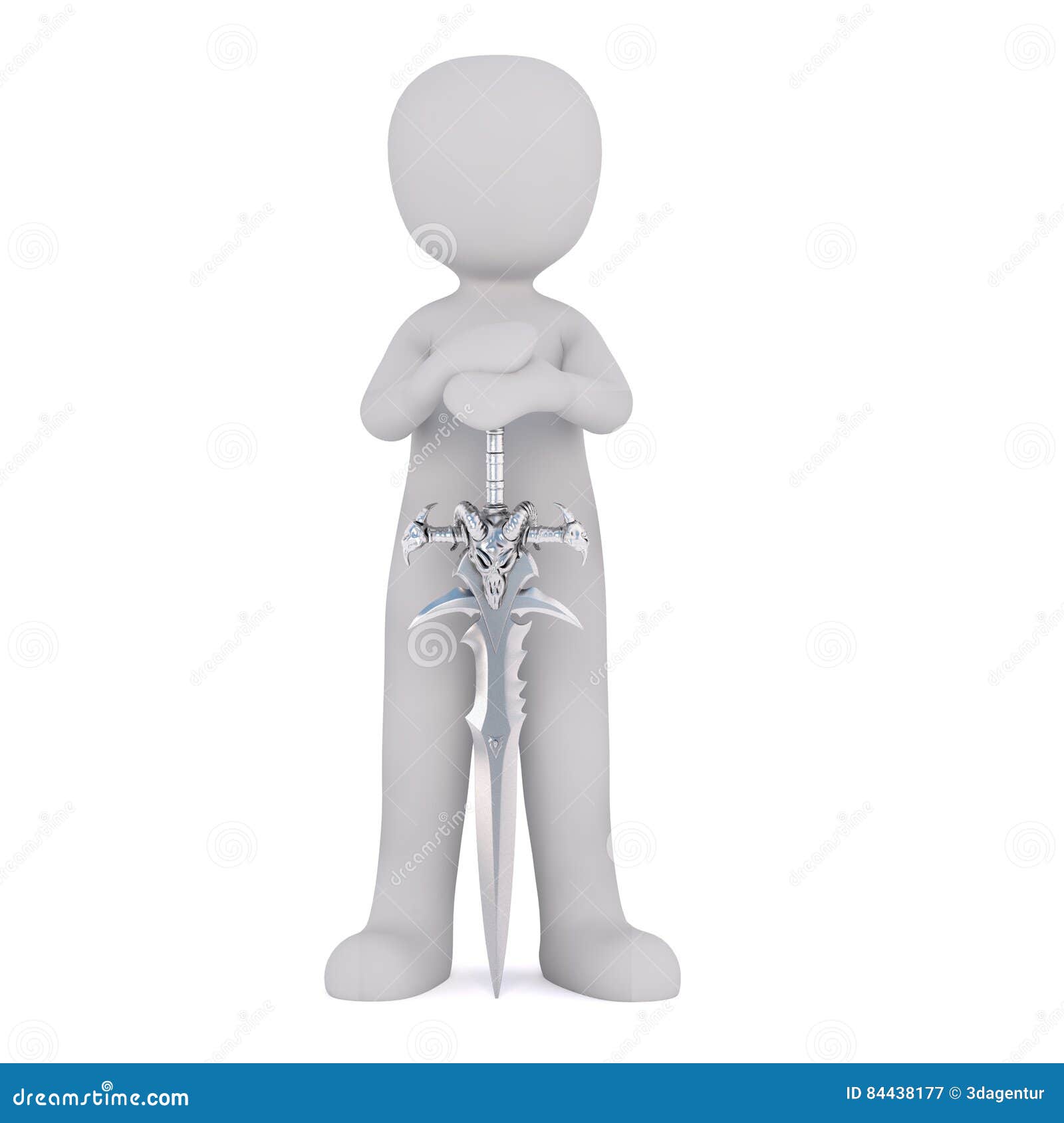 Cartoon Warrior Leaning Against Large Sword Stock Illustration ...