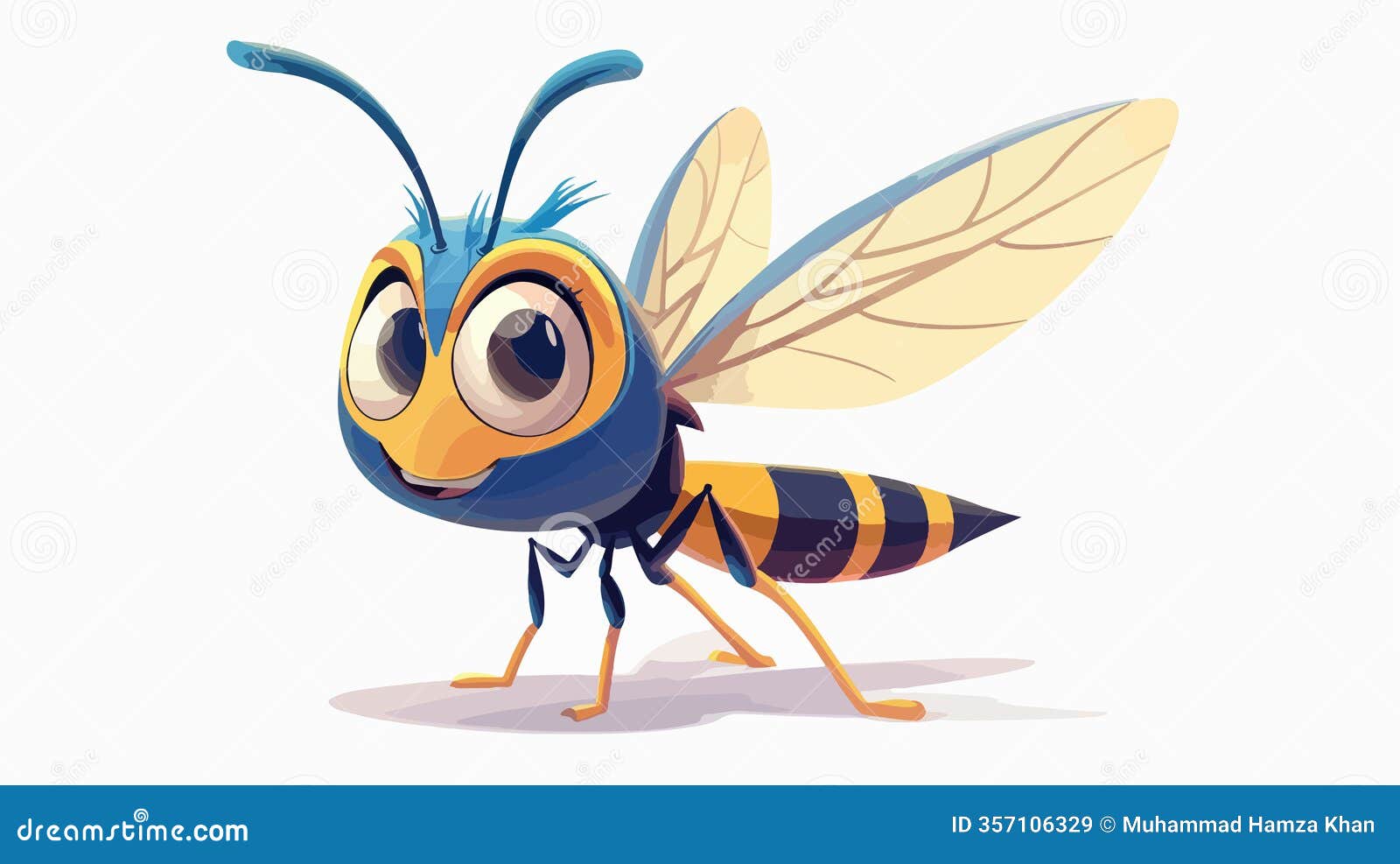 Cartoon Wasp Animation - Fun and Vibrant Insect Vector Illustration ...