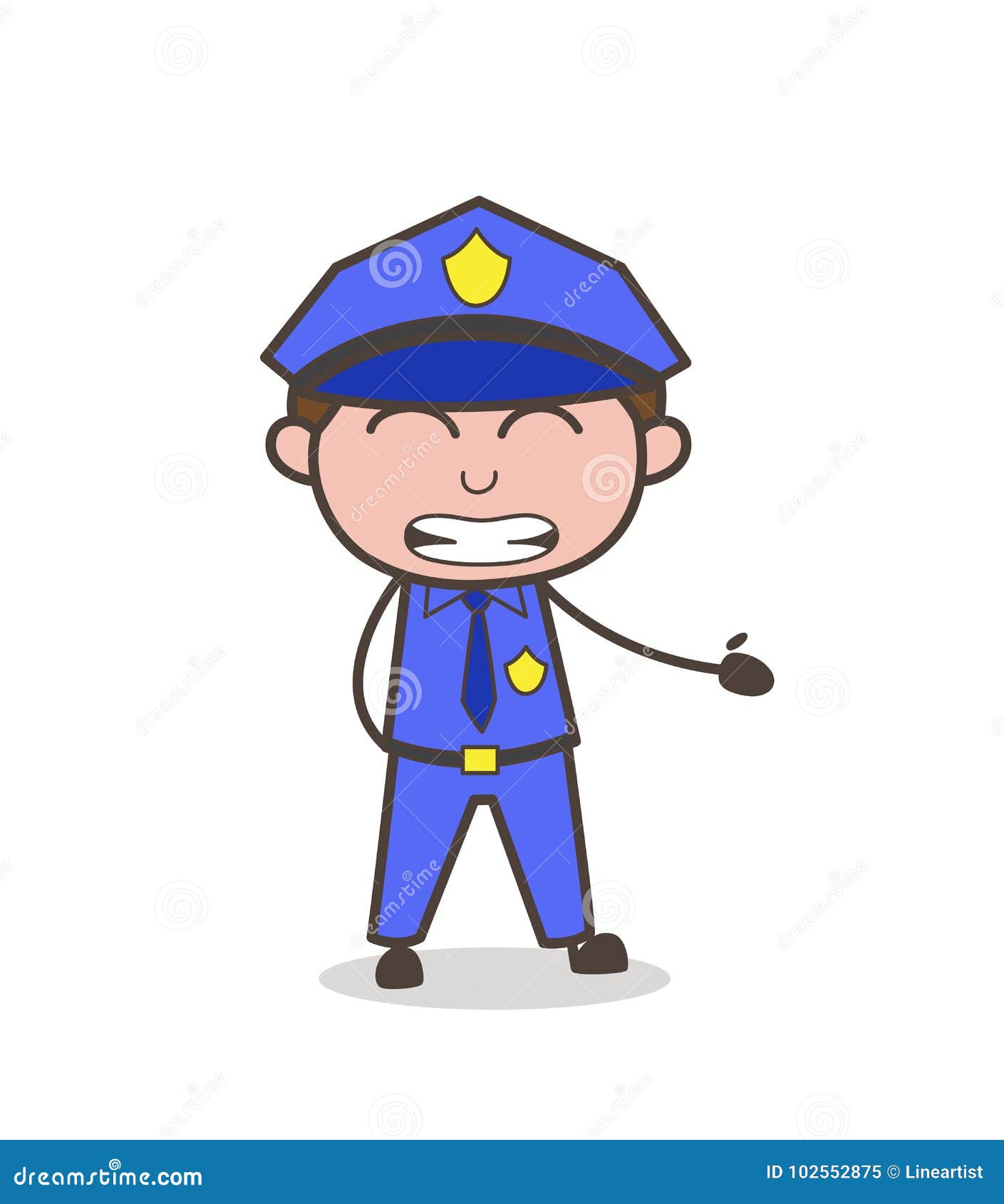 Cartoon Watchman Grinning Face with Smiling Eyes Stock Illustration ...