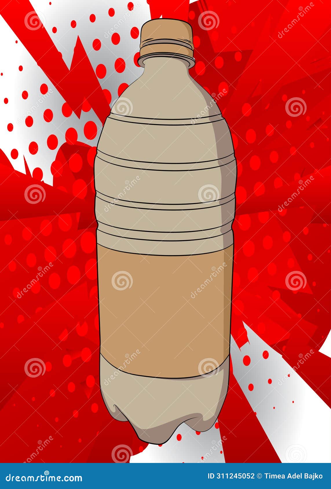 Cartoon Water Bottle, Comic Book Plastic Drink Container. Vintage ...