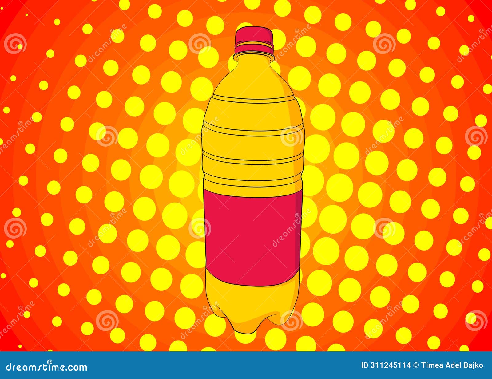 Cartoon Water Bottle, Comic Book Plastic Drink Container. Vintage ...