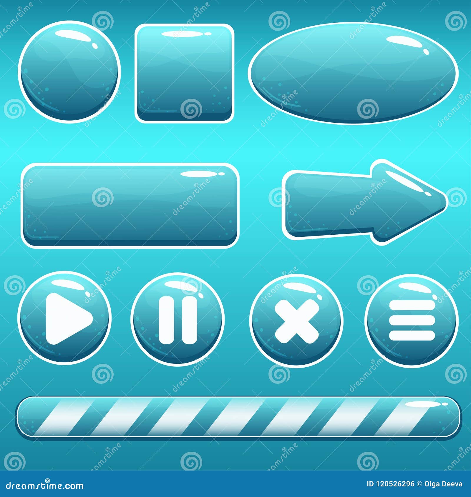 Cartoon Water Buttons and Loading Bar for GUI Stock Vector ...