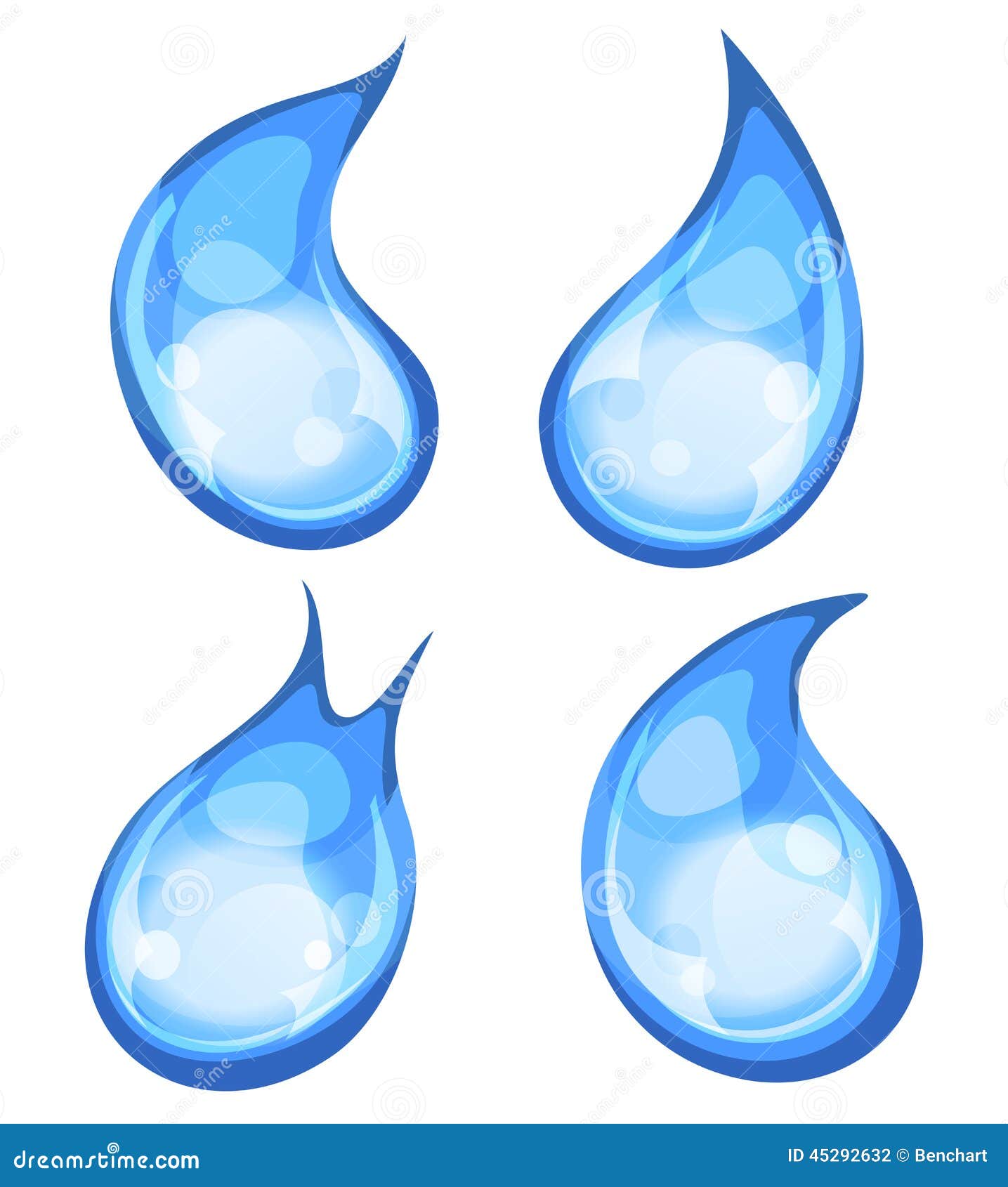 Cartoon Water and Drops Icons Set Stock Vector - Illustration of clean ...