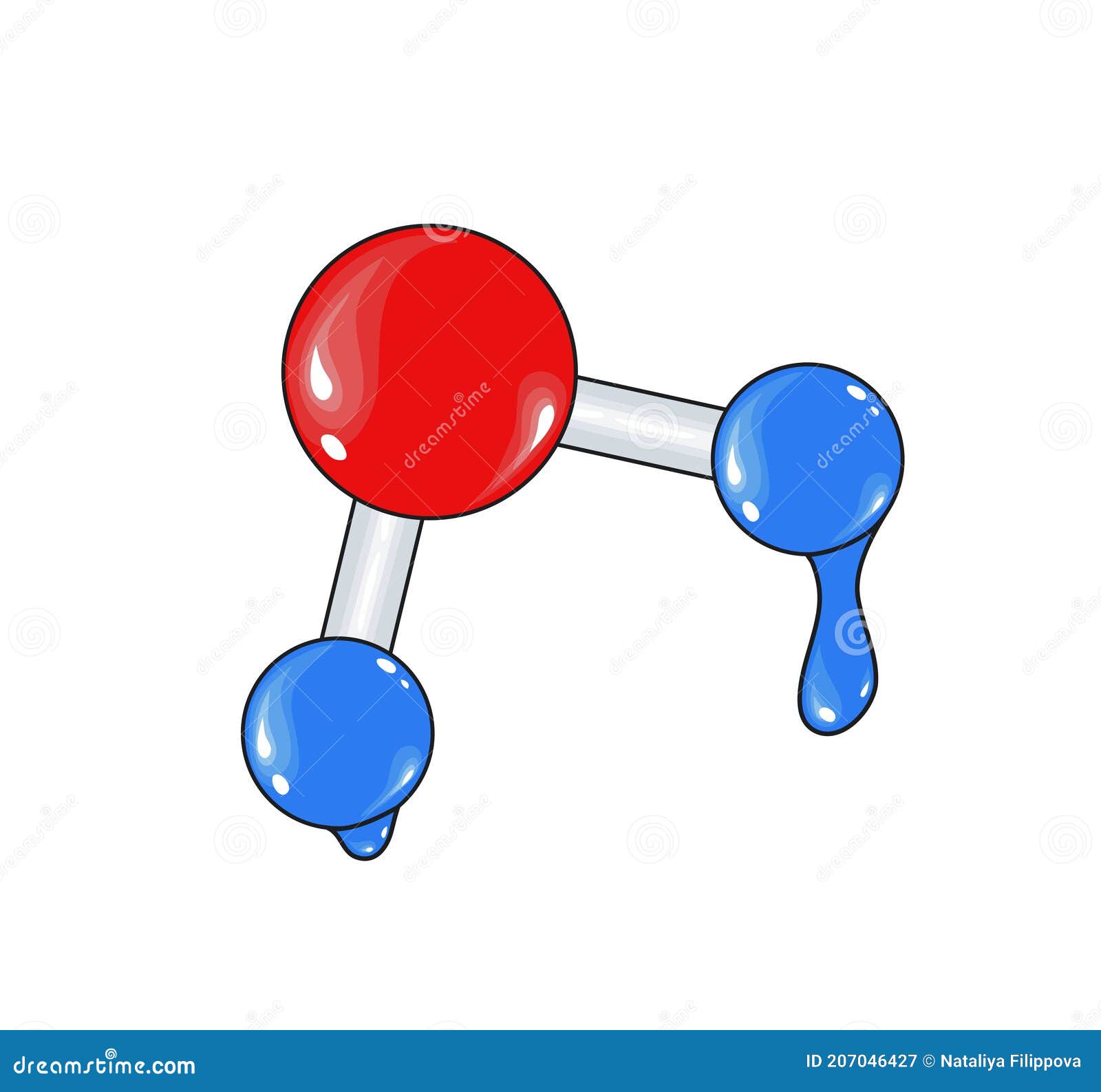 Cartoon water molecule vector illustratie. Illustration of waterstof ...