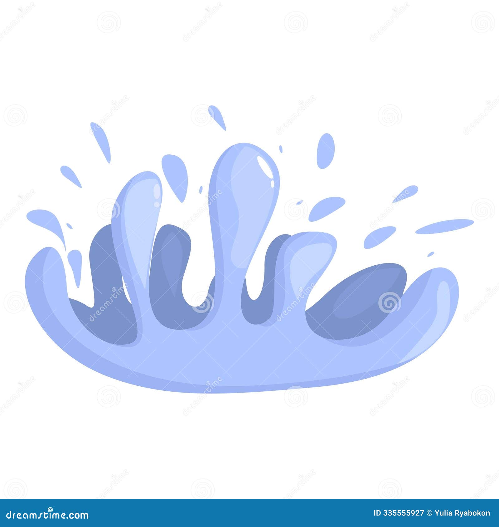 Cartoon Water Splashing Making Funny Shape with Drops Around Stock ...