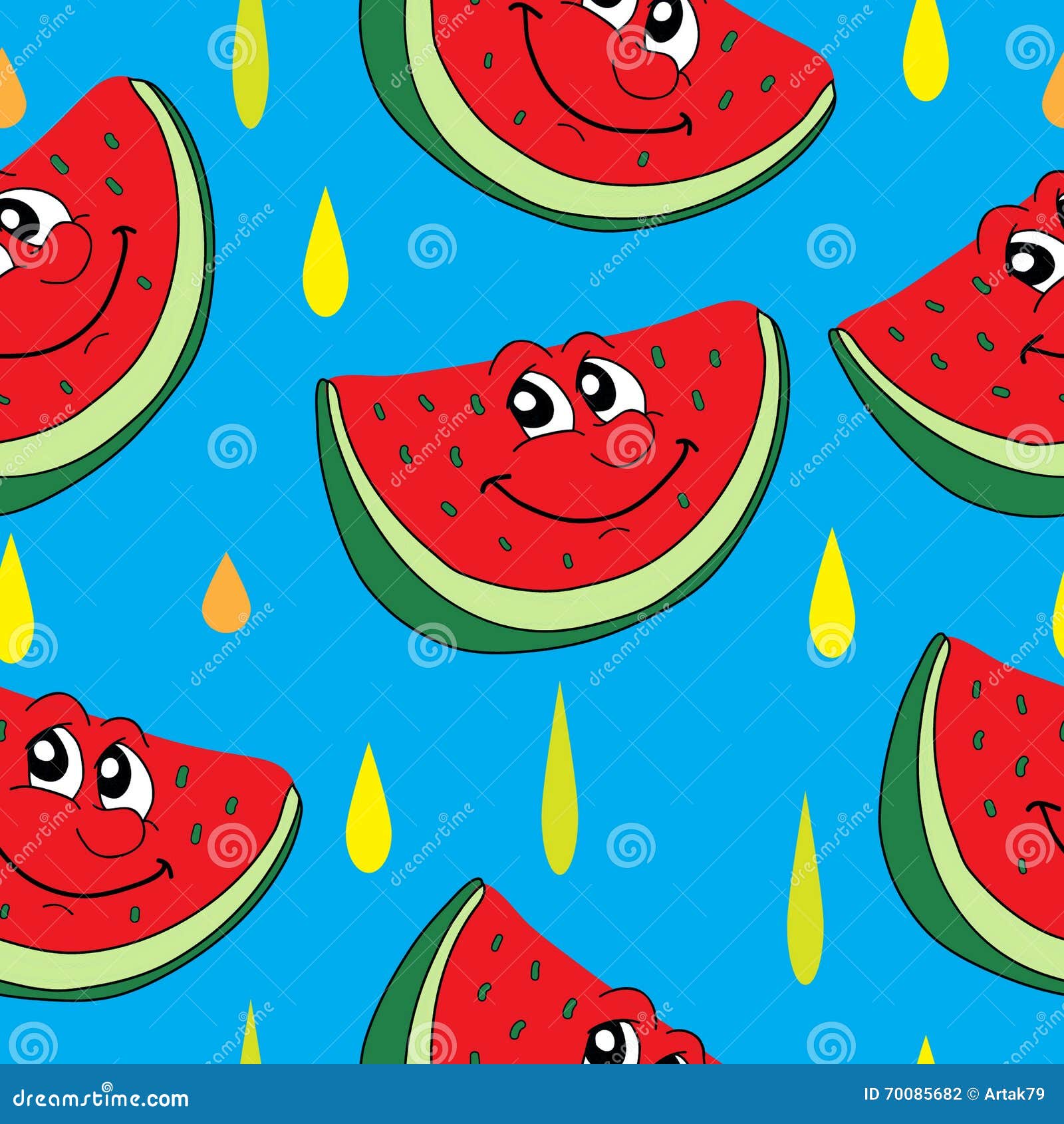 Cartoon Watermelon And Drops Pattern Stock Photo | CartoonDealer.com ...