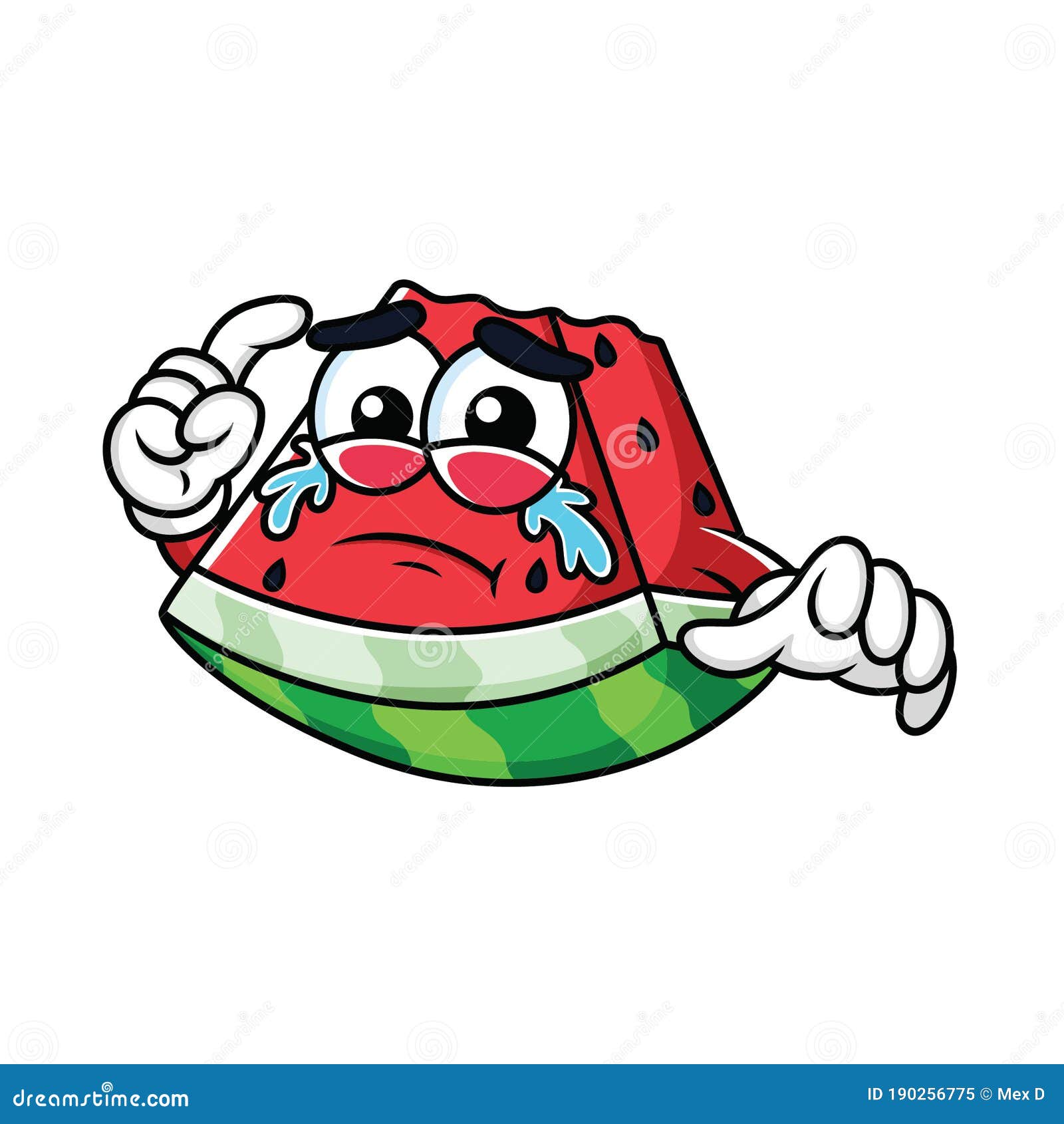 Cartoon Watermelon Expression is Sad and Crying Stock Vector ...