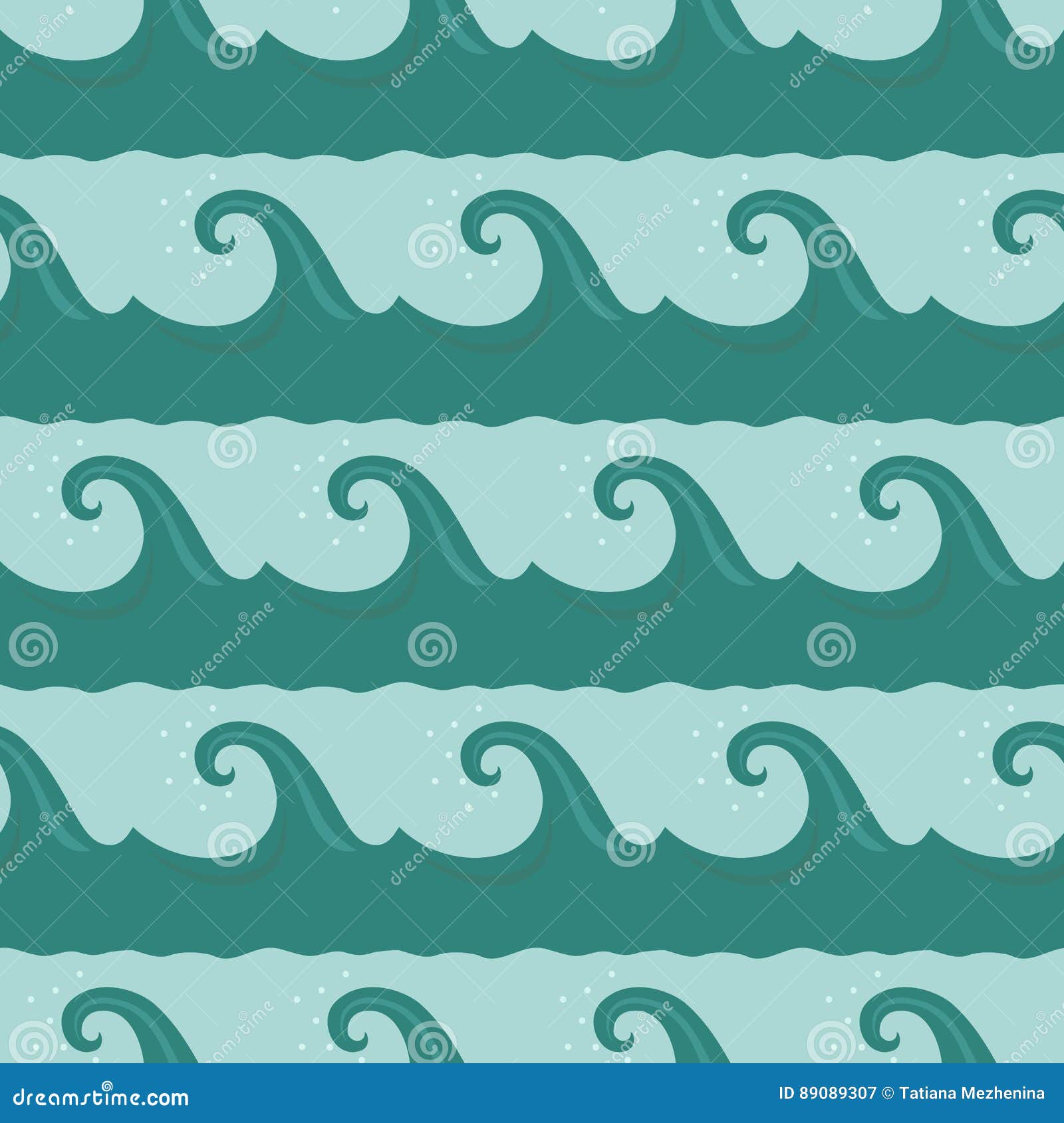 Cartoon Waves Seamless Pattern Stock Illustration - Illustration of ...