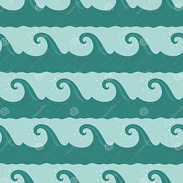 Cartoon Waves Seamless Pattern Stock Illustration - Illustration of ...