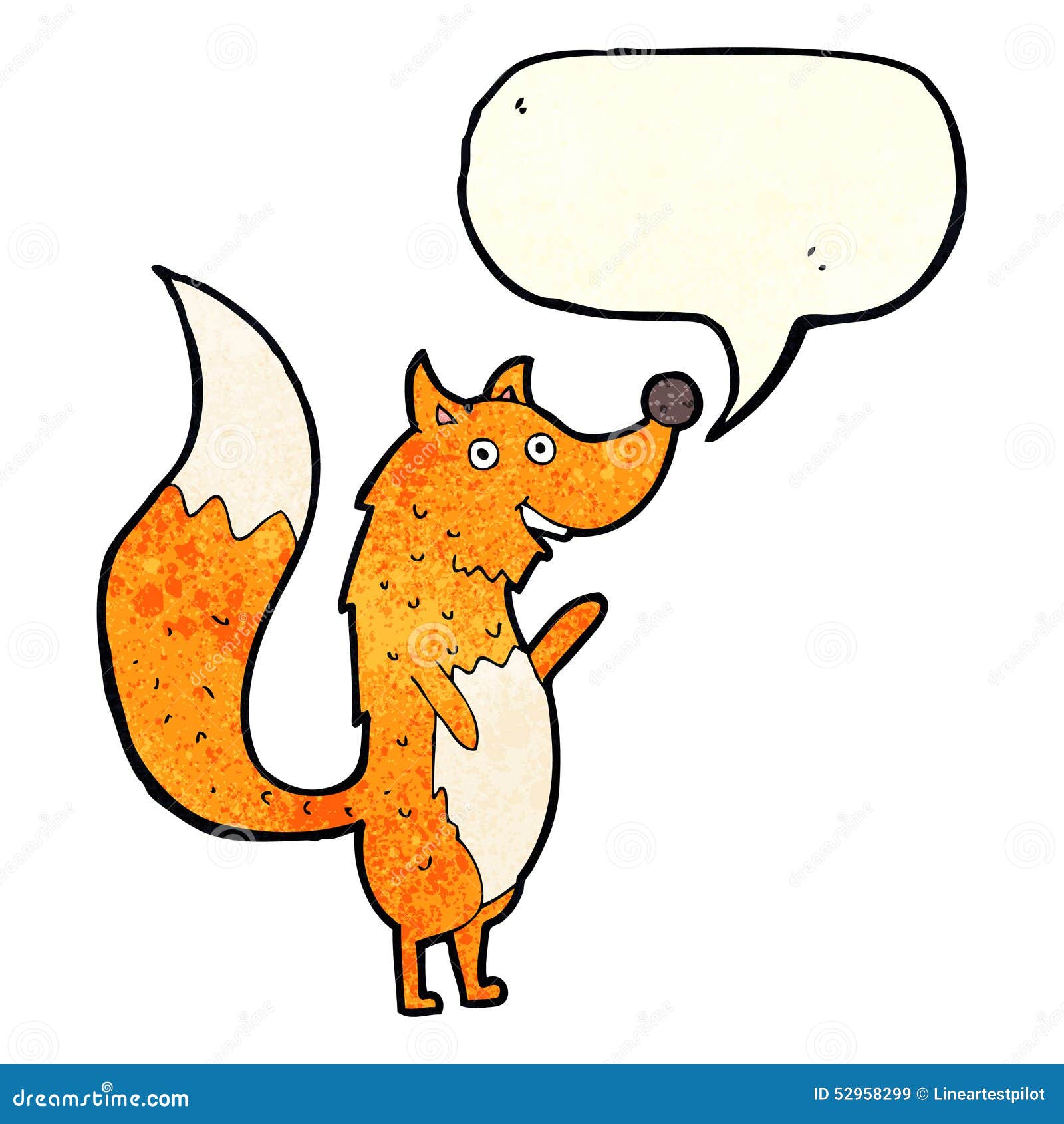 Cartoon Waving Fox with Speech Bubble Stock Illustration - Illustration ...