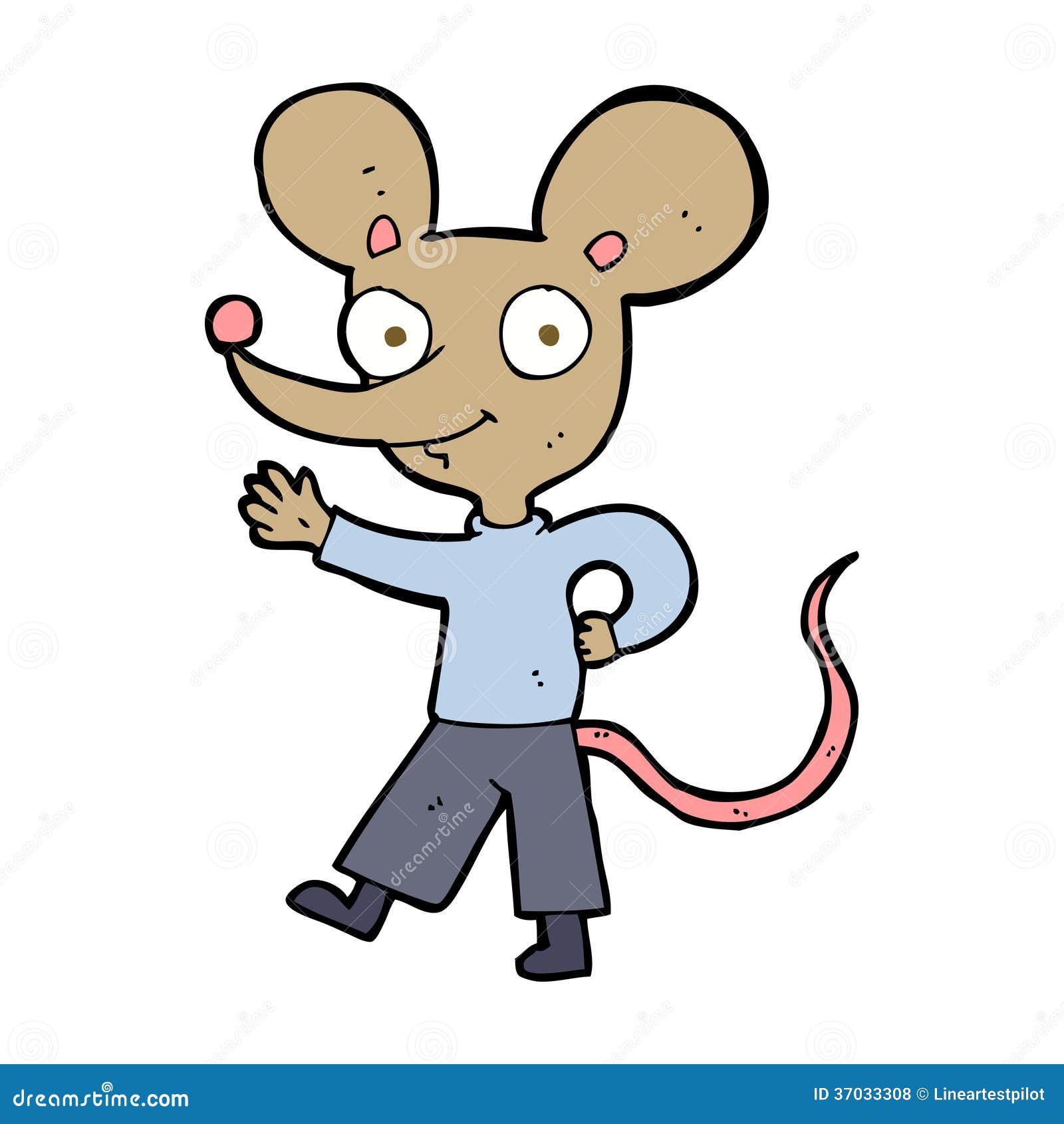 Cartoon waving mouse stock vector. Illustration of doodle - 37033308