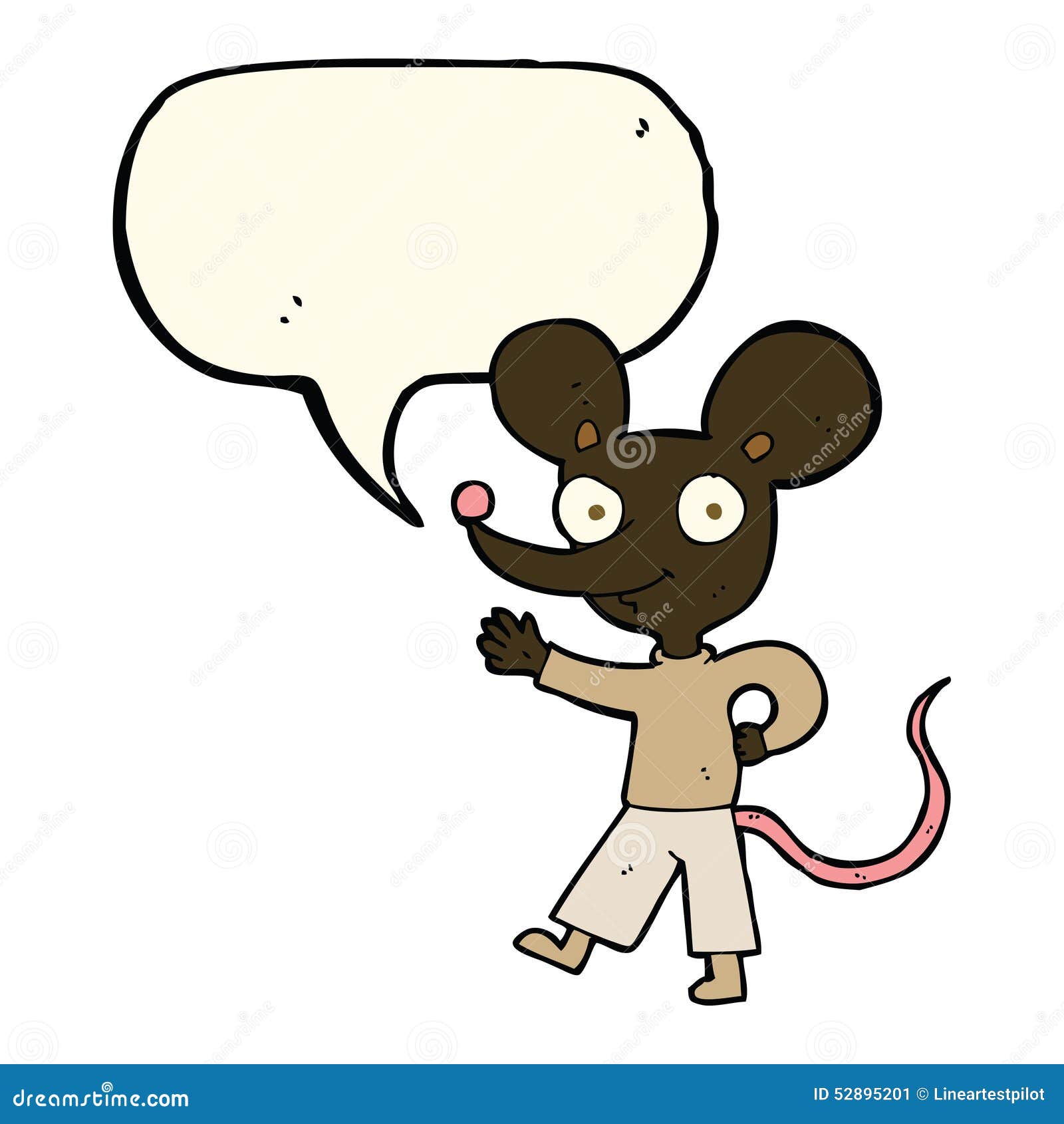 Cartoon Waving Mouse with Speech Bubble Stock Illustration ...
