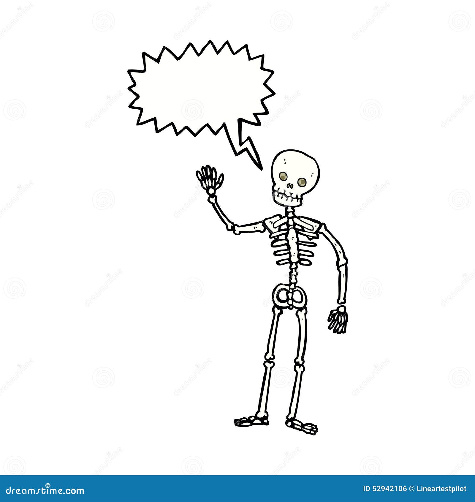 Cartoon Waving Skeleton with Speech Bubble Stock Illustration ...
